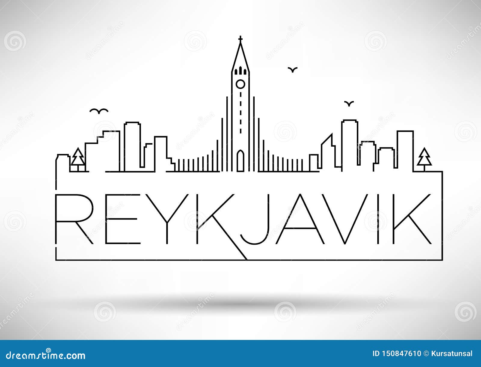Reykjavik City Skyline Silhouette Vector Logo Illustration ...