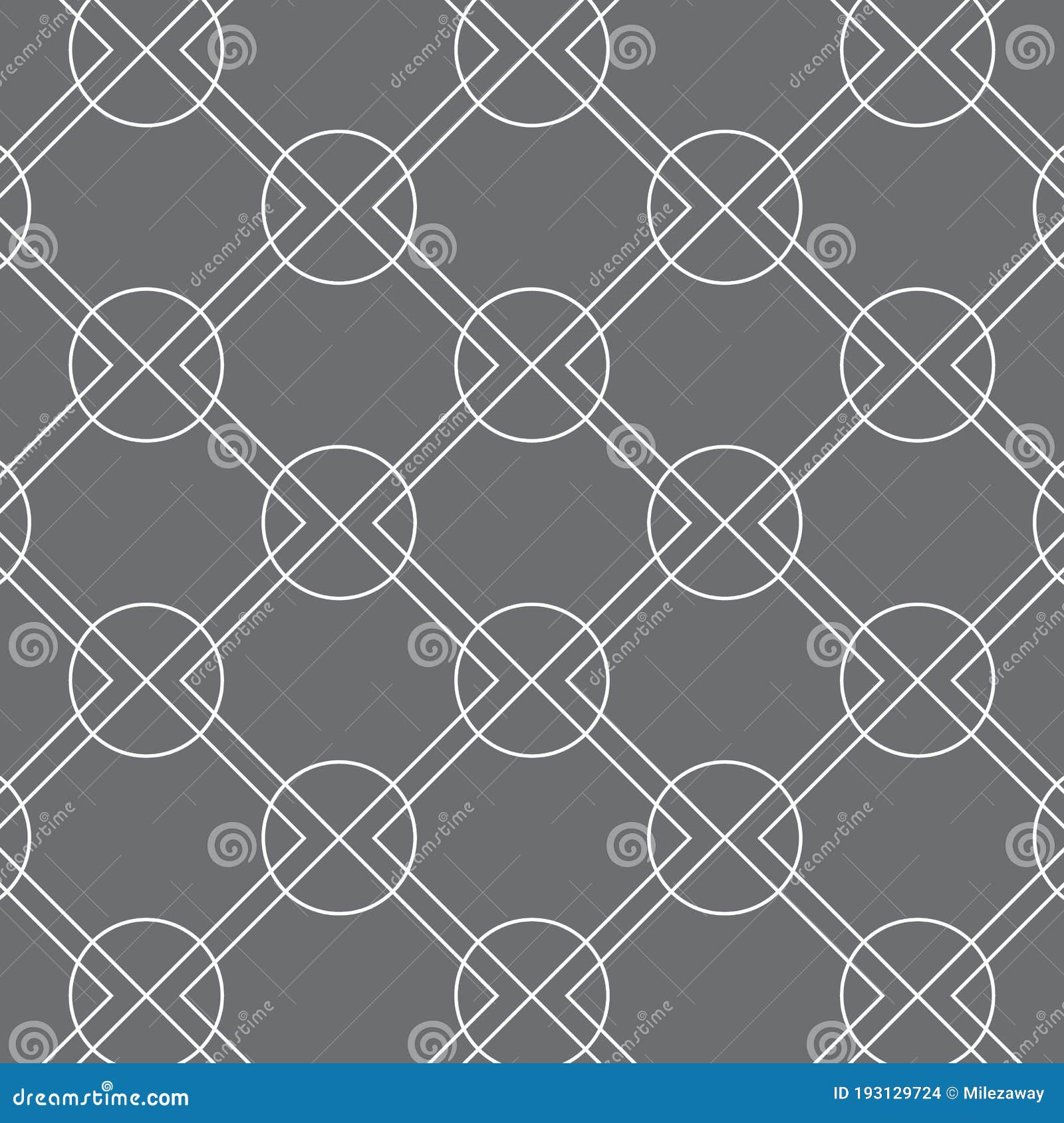 Linear Rounded Diamond Shape and Circle, Vector Pattern.Pattern is ...