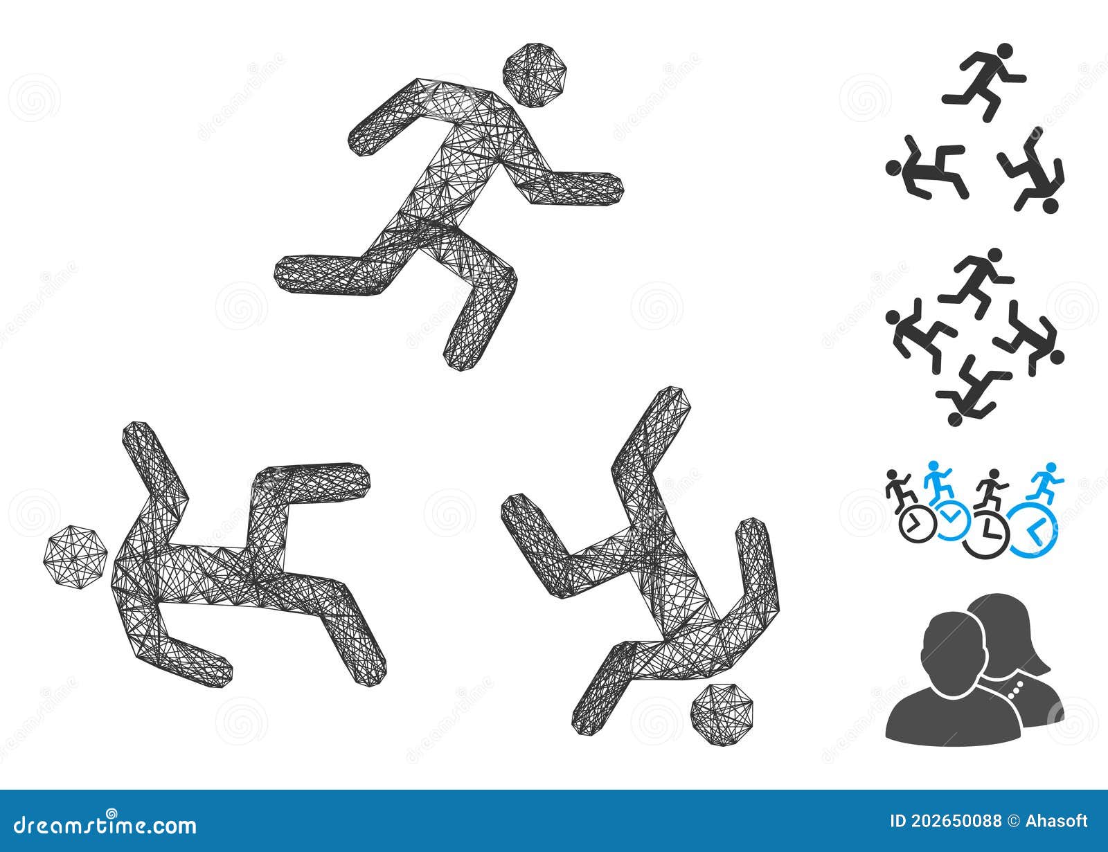 Linear Running Men Circulation Vector Mesh Stock Vector - Illustration ...
