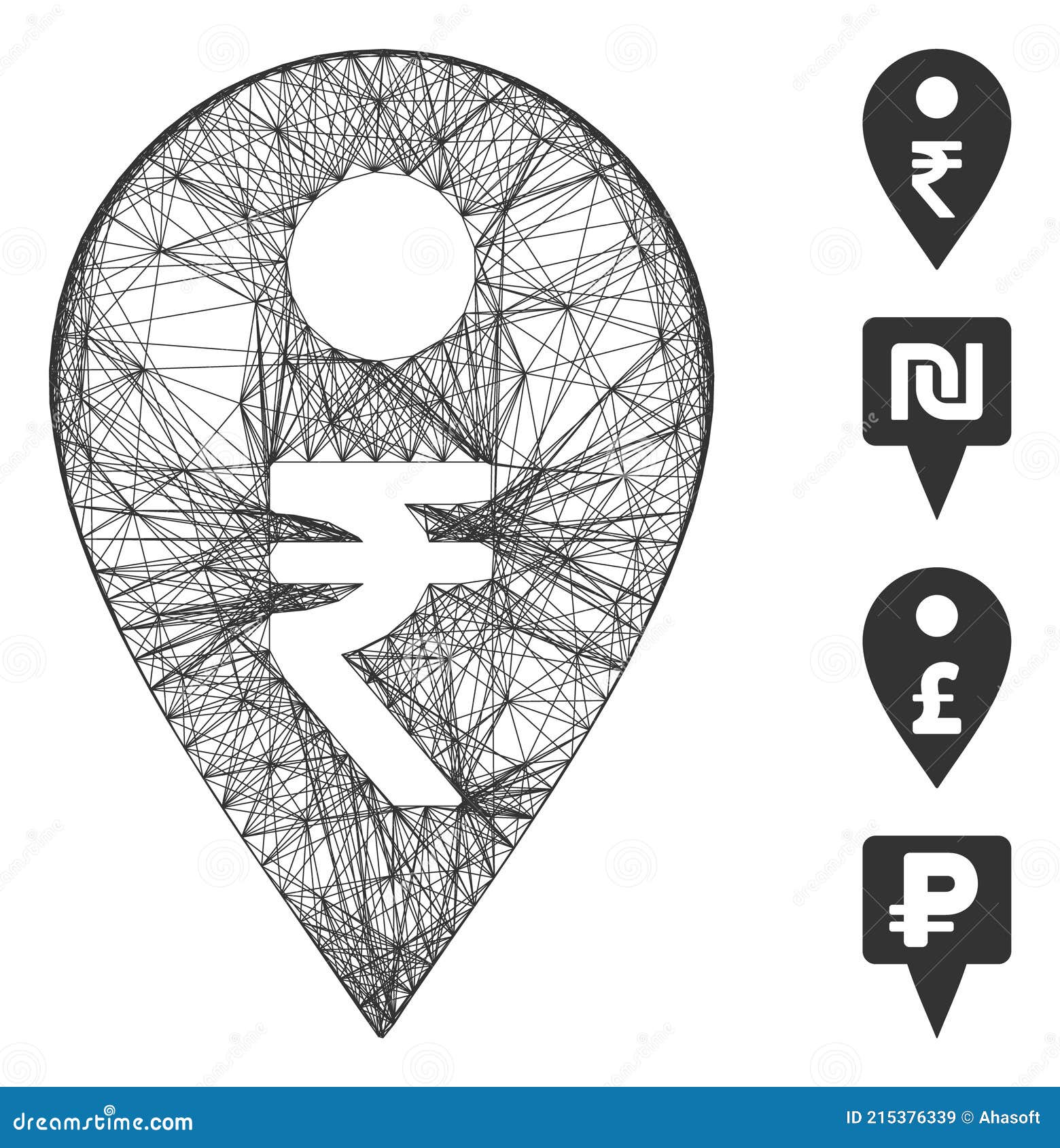 Linear Rupee Map Marker Vector Mesh Stock Vector - Illustration of mark ...