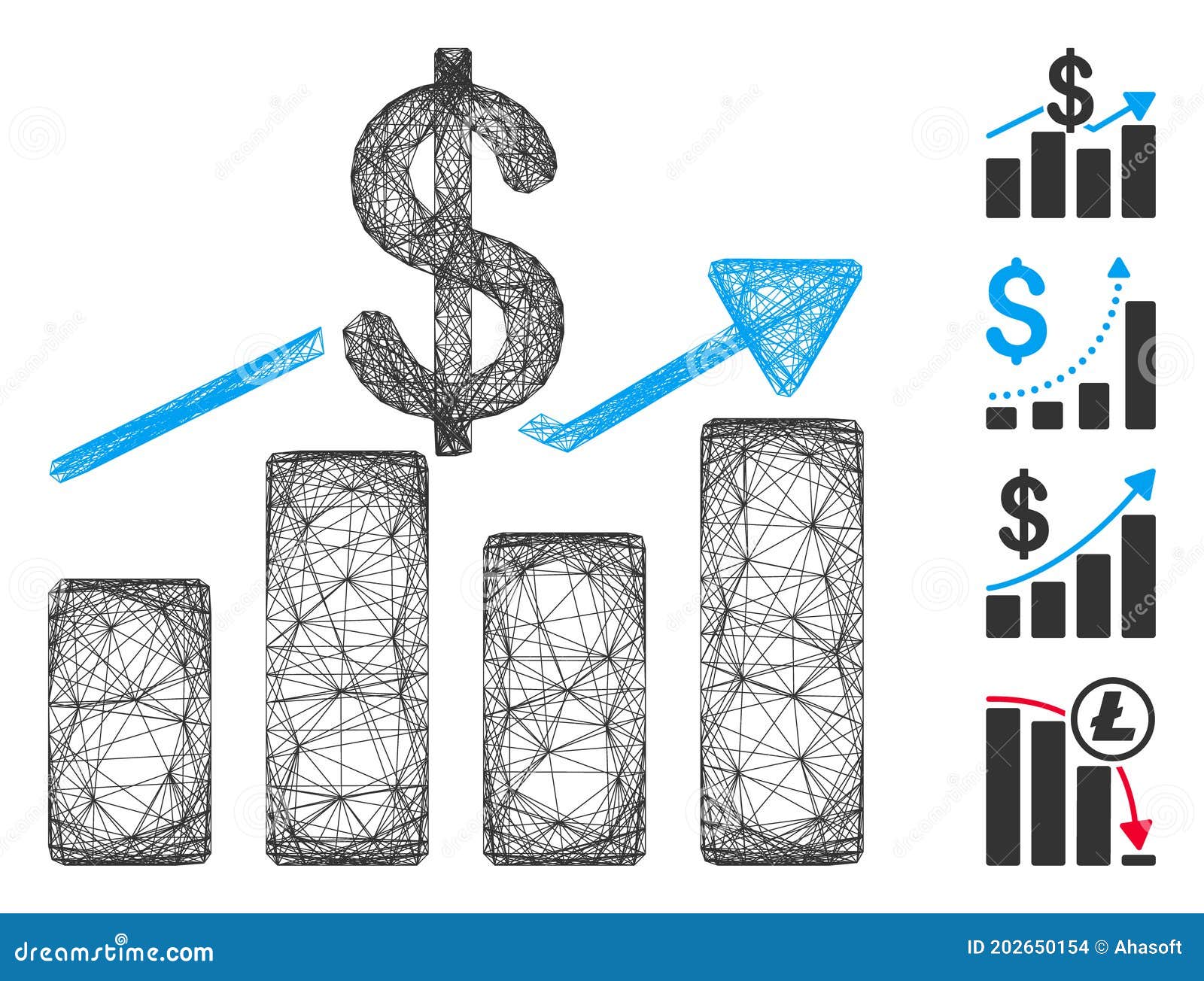 Linear Sales Chart Vector Mesh Stock Vector - Illustration of ...