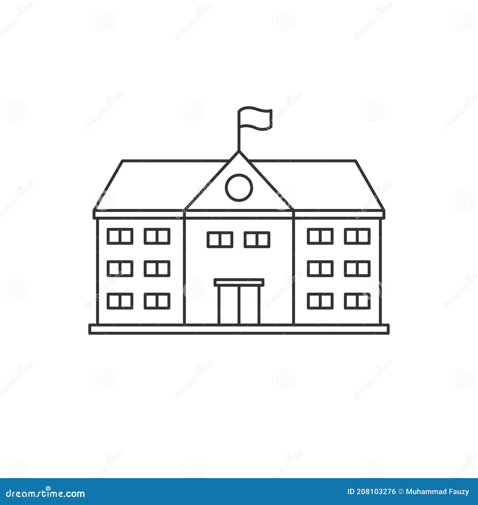 Linear School Building Icon Isolated on White Background Stock Vector ...