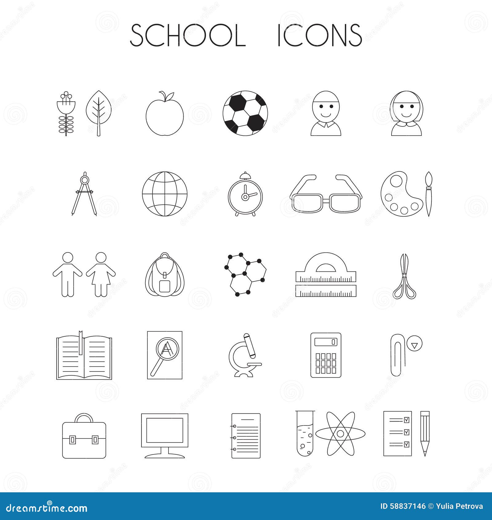 Linear school icons stock vector. Illustration of paper - 58837146