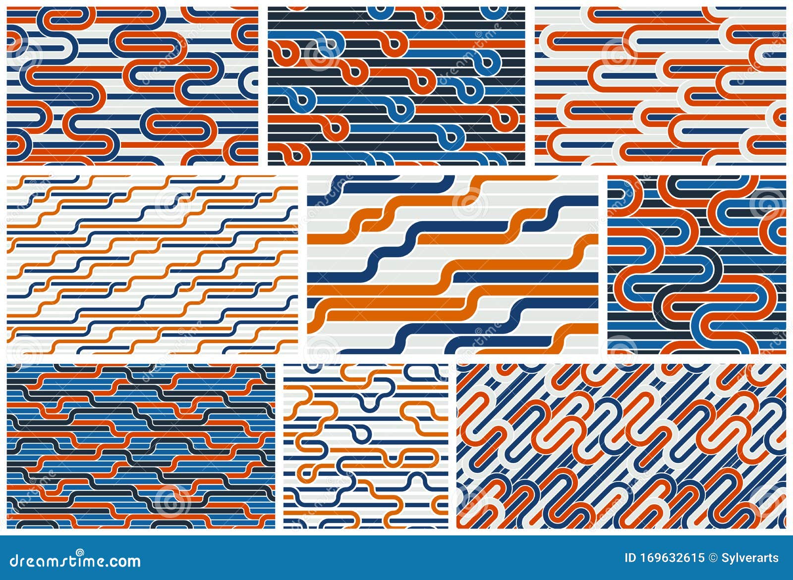 Linear Seamless Backgrounds with Twisted Lines, Vector Abstract ...