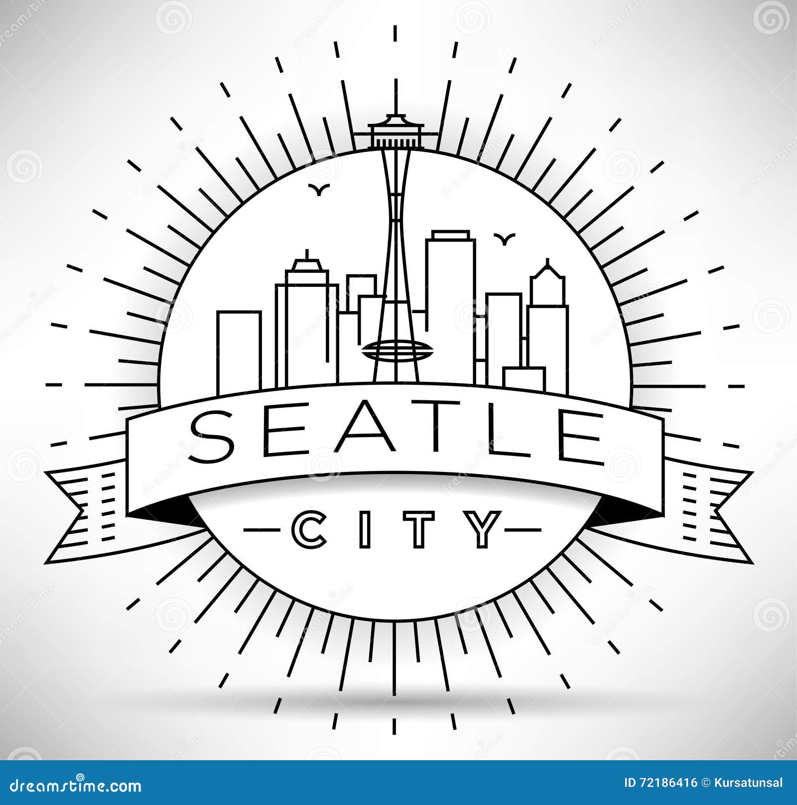 Seattle City Handwritten Typography Word Text Hand Lettering. Modern ...