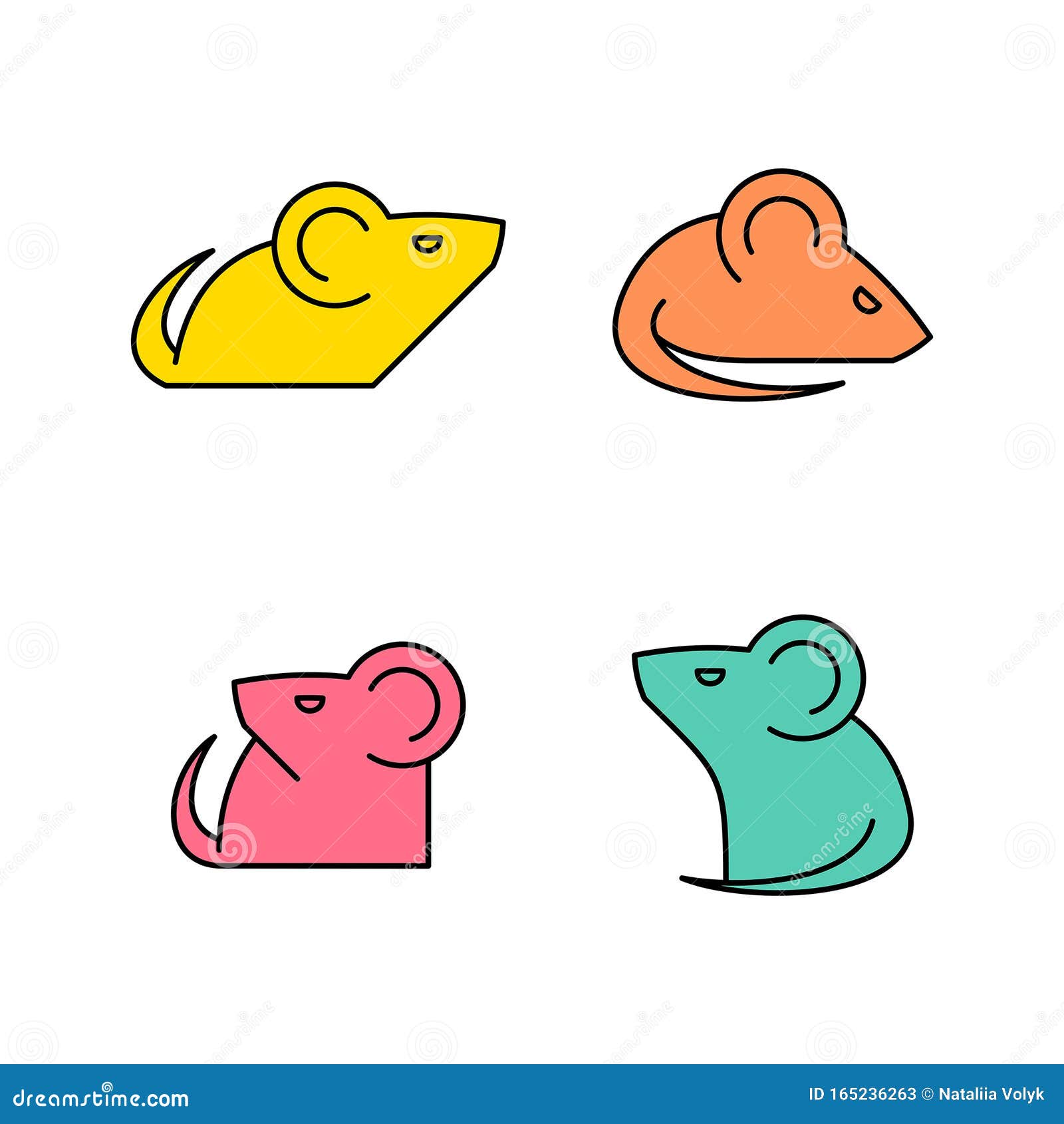 Linear Set of Colored Mouses Icons Stock Vector - Illustration of small ...