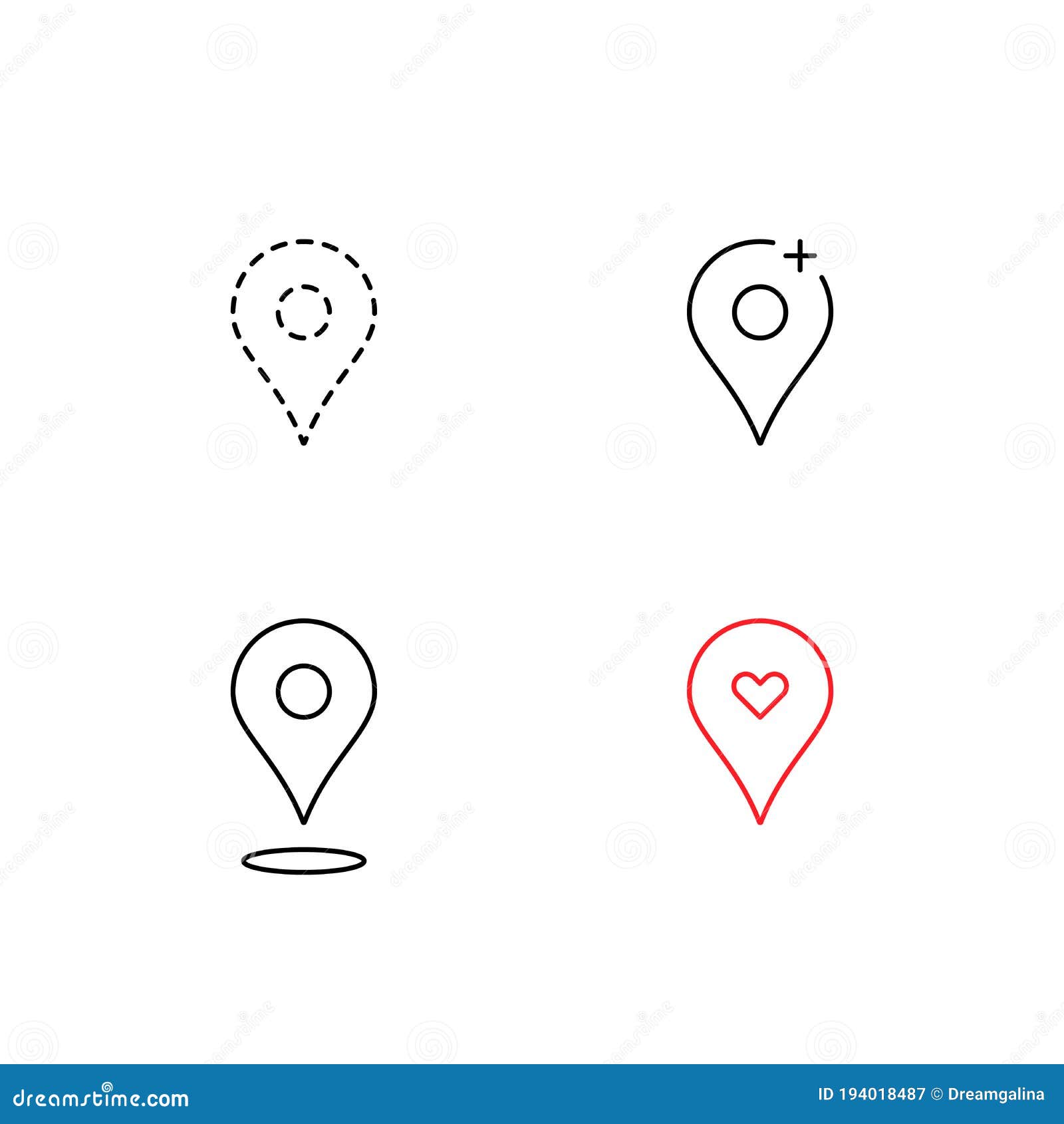 Linear Set of Points for Map Stock Vector - Illustration of place ...
