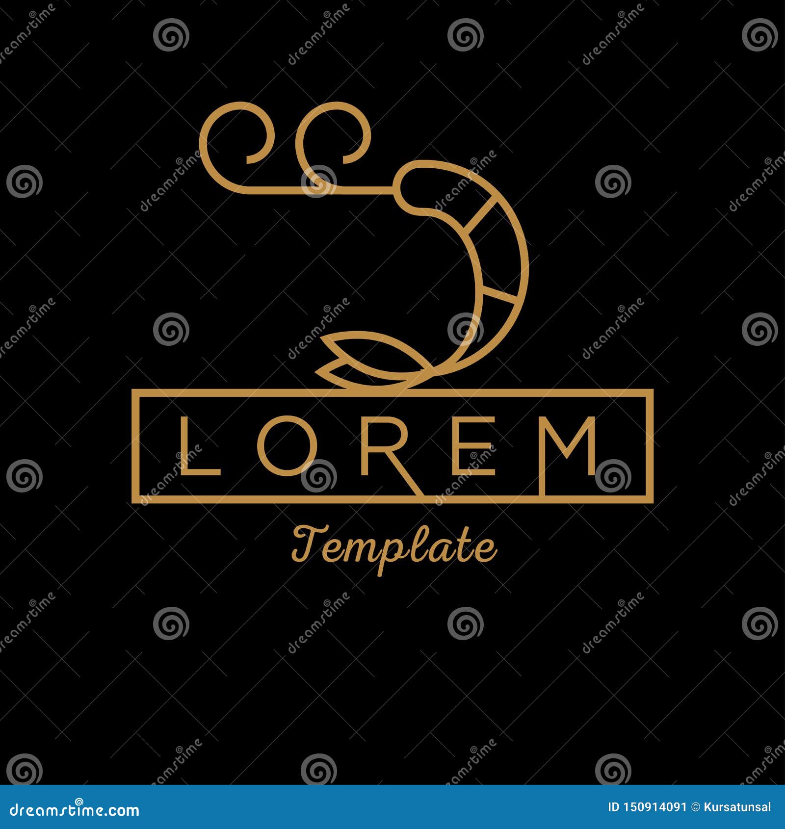 Linear Shrimp Sign Vector Design Stock Vector - Illustration of logo ...
