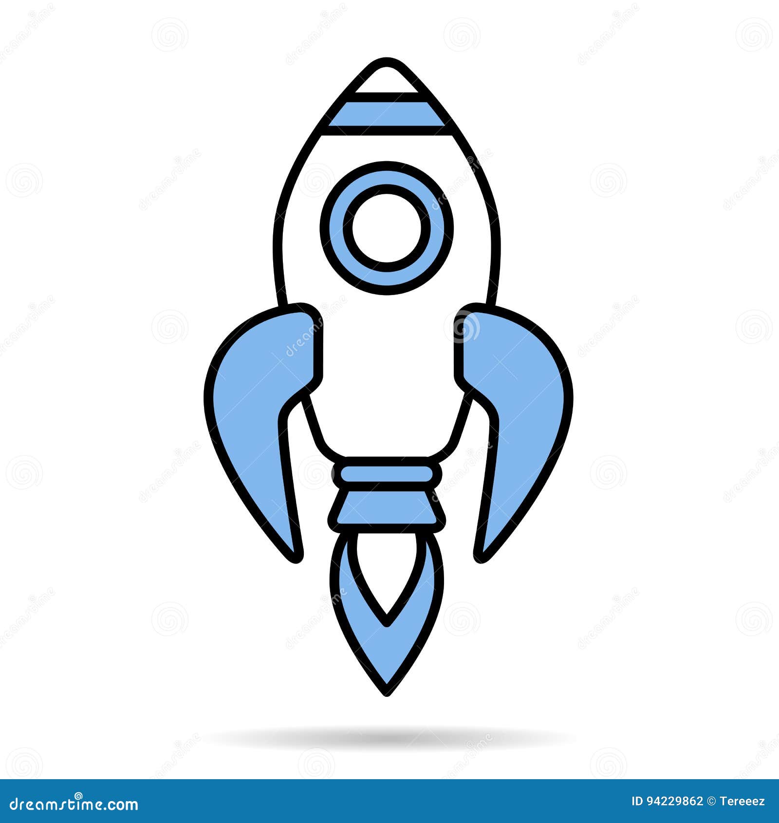 Linear Simple Blue Rocket Icon Isolated on White Stock Vector ...