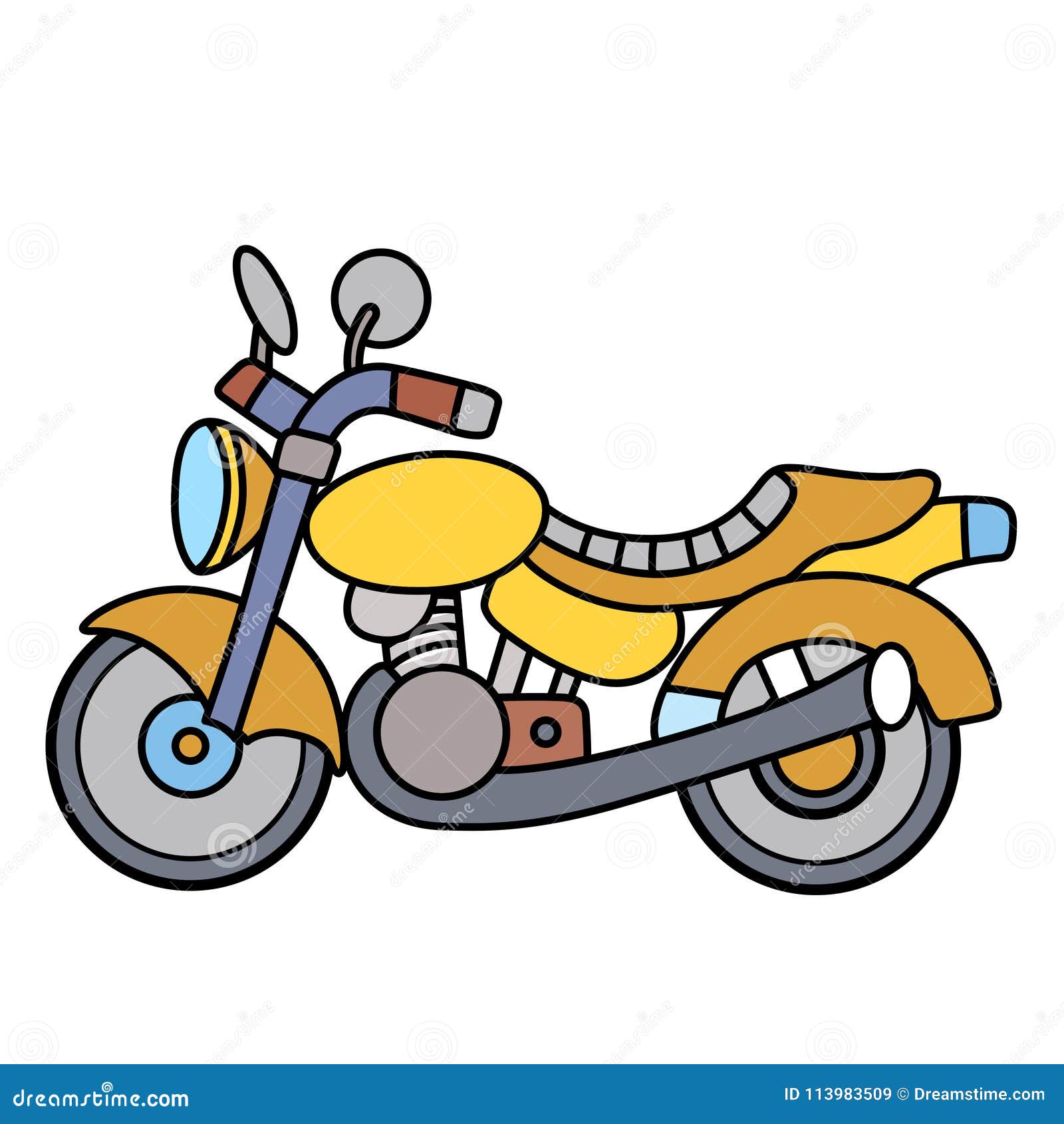 Simple Motorcycle Outline Coloring Page With Powerful Headlight Ray ...