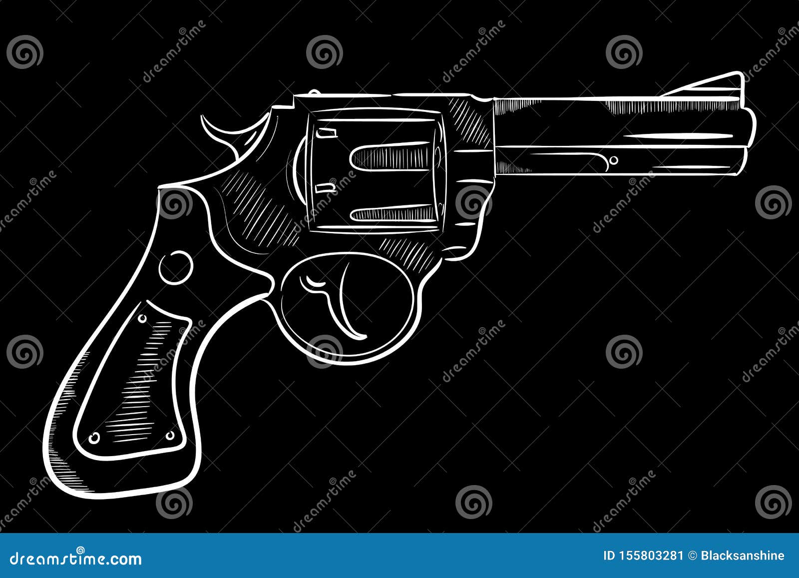 Revolver Sketch Black Seamless Texture Cartoon Vector | CartoonDealer ...