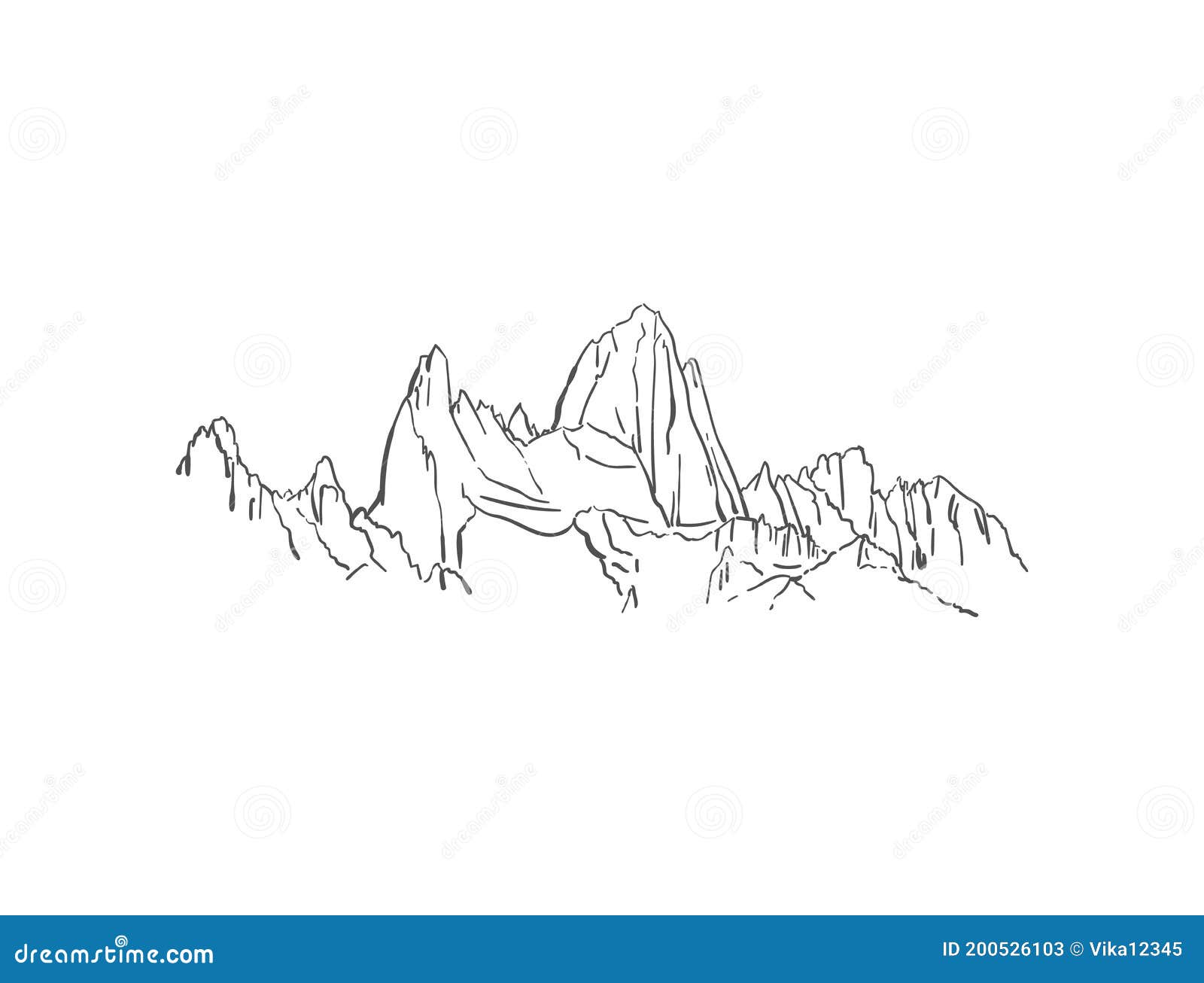 Linear Sketch of Fitz Roy Mountain in Patagonia Stock Vector ...