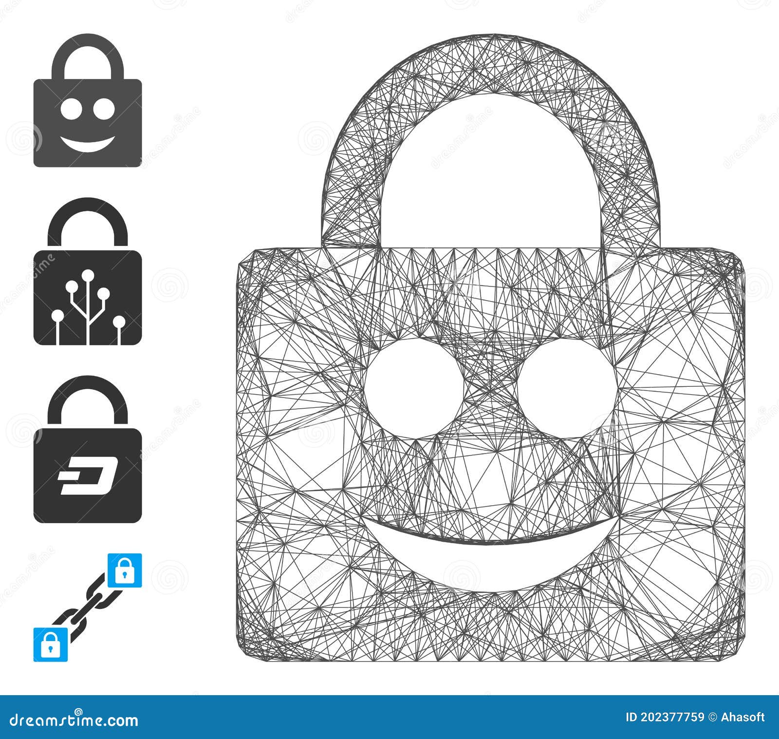 Smiled Lock Vector Mesh 2D Model And Triangle Mosaic Icon ...