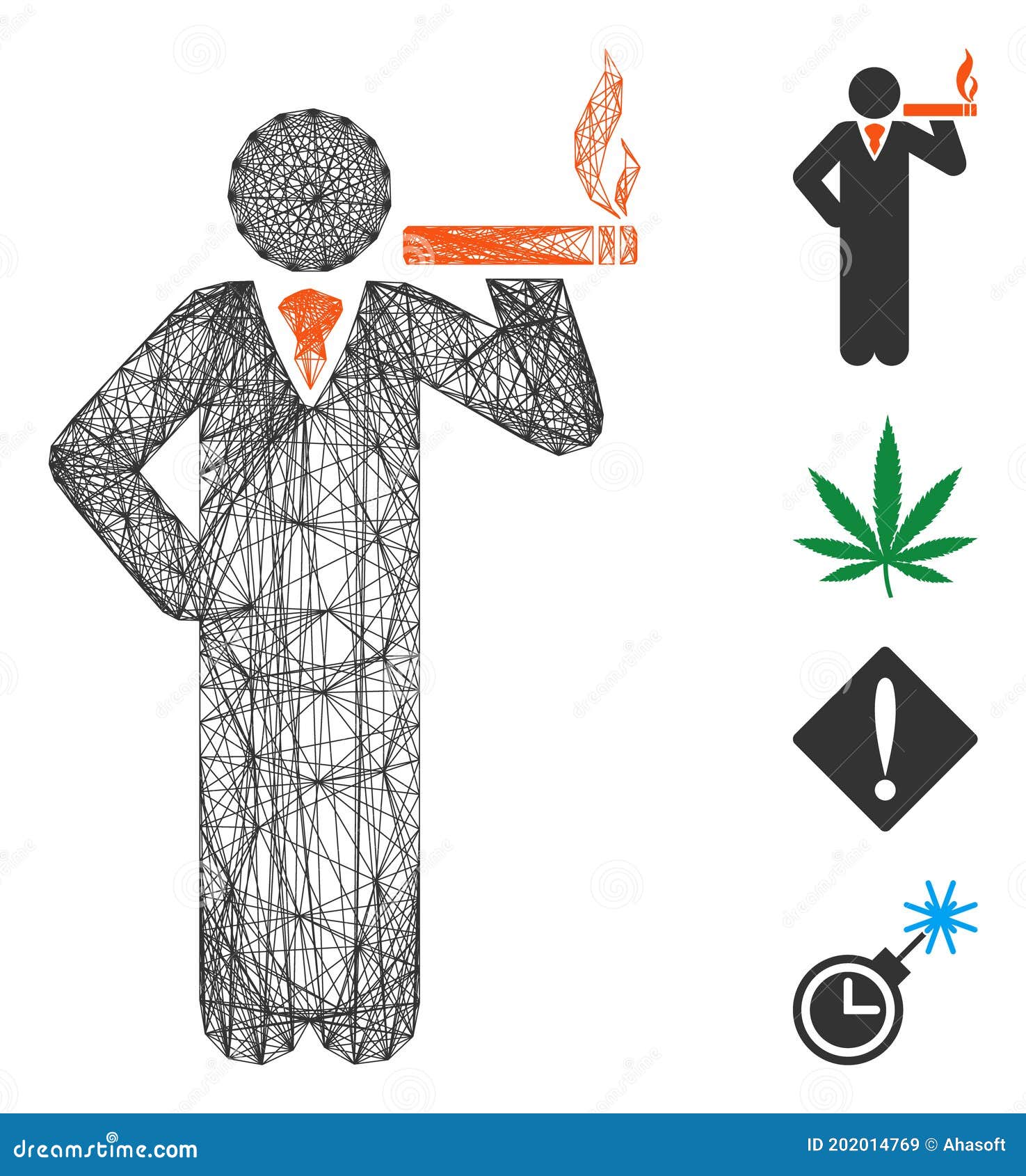 Linear Smoking Vector Mesh stock illustration. Illustration of modeling ...