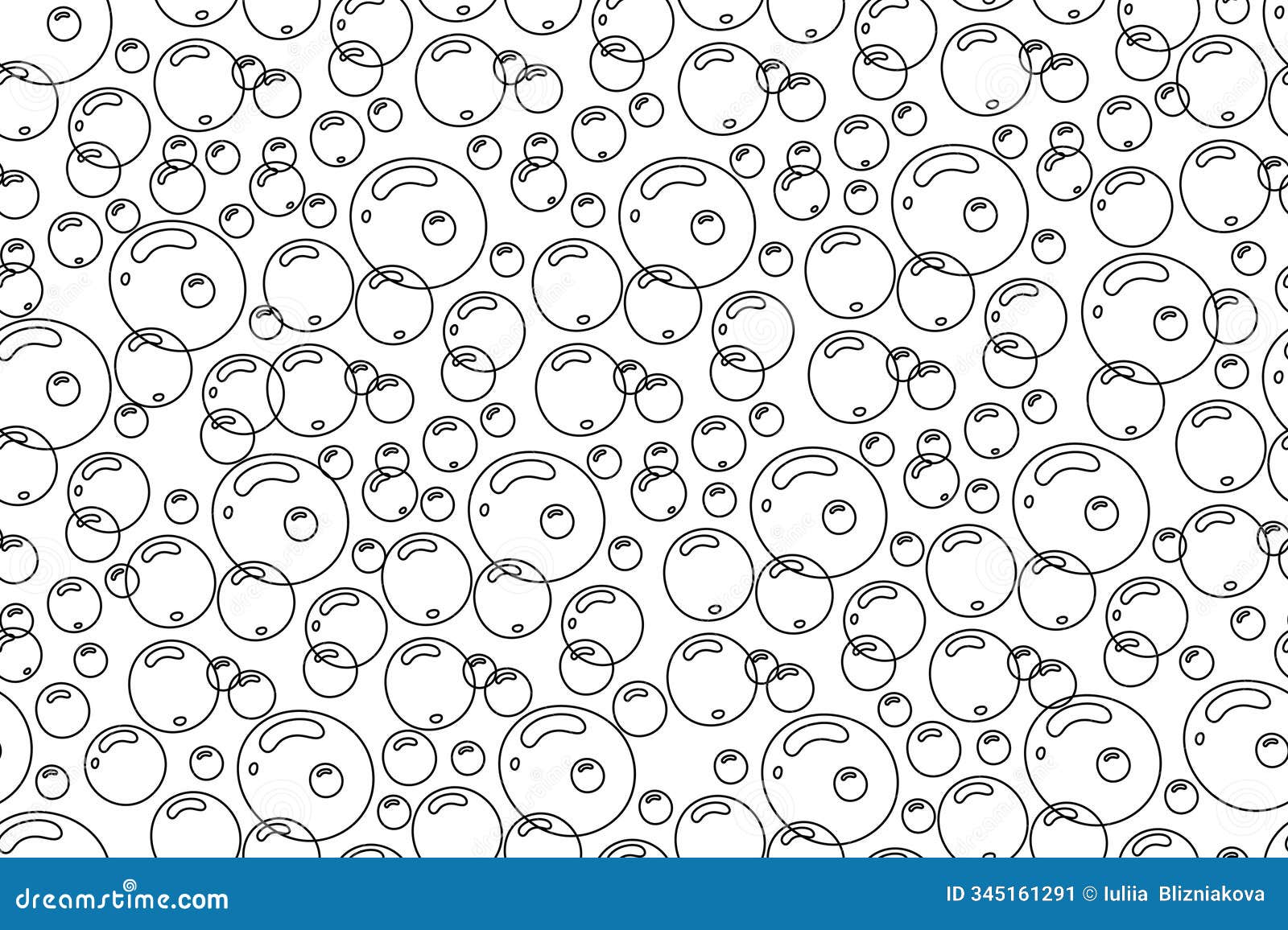 Linear Soap Bubbles Background. Simple Seamless Pattern of Soap Foam in Doodle Style. Stock ...