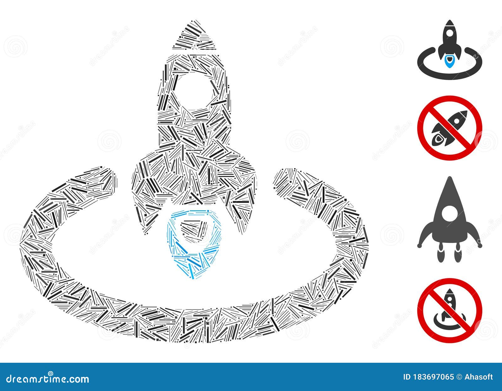 Linear Space Rocket Launch Area Icon Vector Mosaic Stock Illustration ...