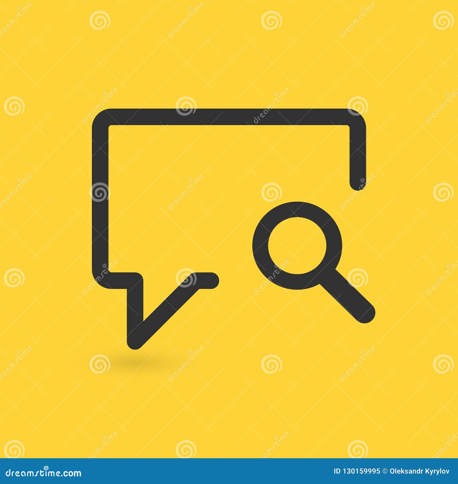 Linear Speech Bubble Search Icon with Magnifying Glass. Vector ...