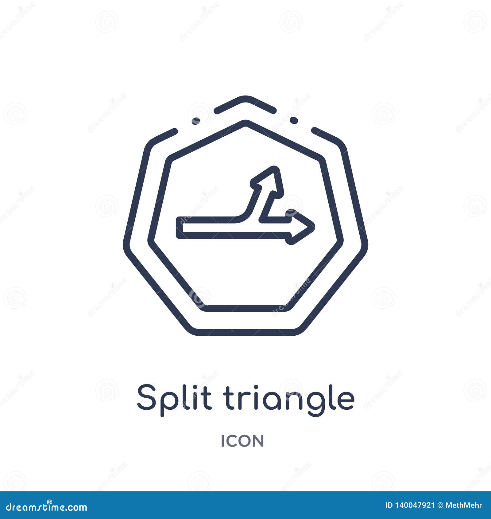 Linear Split Triangle Icon from Arrows Outline Collection. Thin Line ...