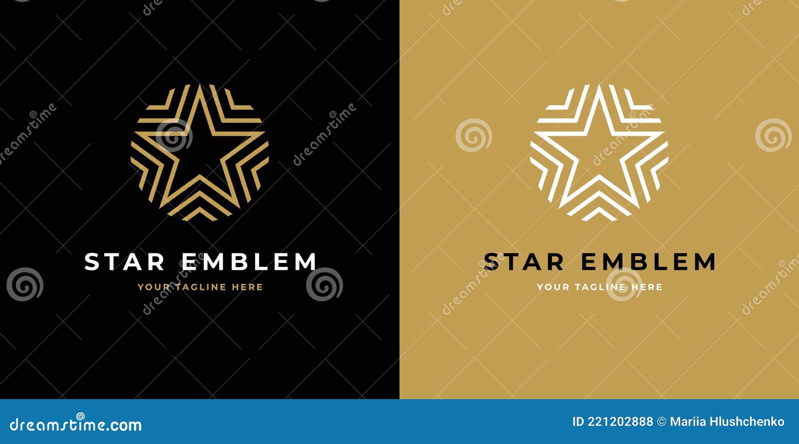 Linear Star Logo in a Shape of Circle Stock Vector - Illustration of ...
