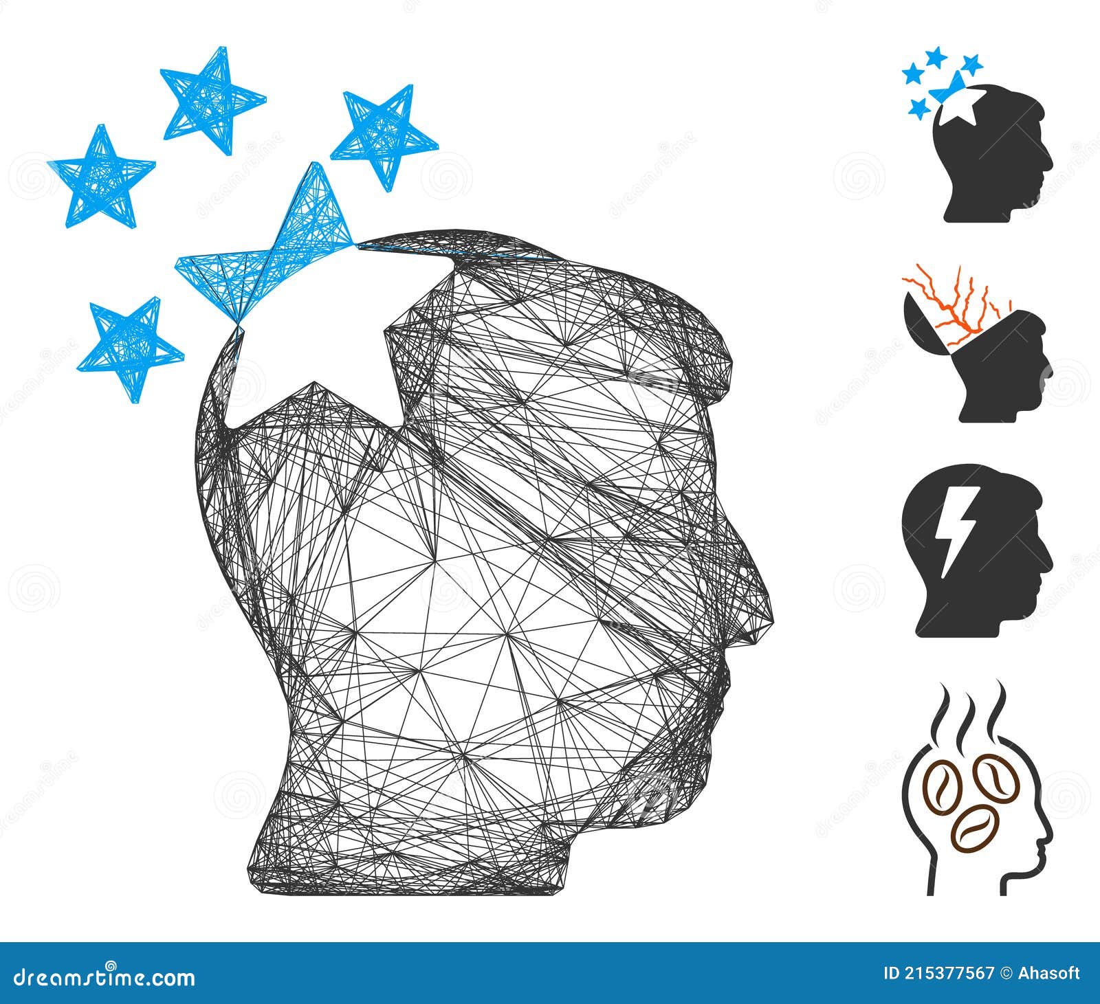 Linear Stars Hit Head Vector Mesh Stock Vector - Illustration of ...