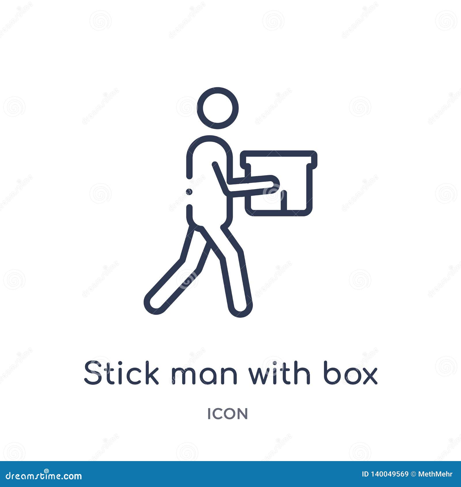 Linear Stick Man With Box Icon From Behavior Outline Collection. Thin ...