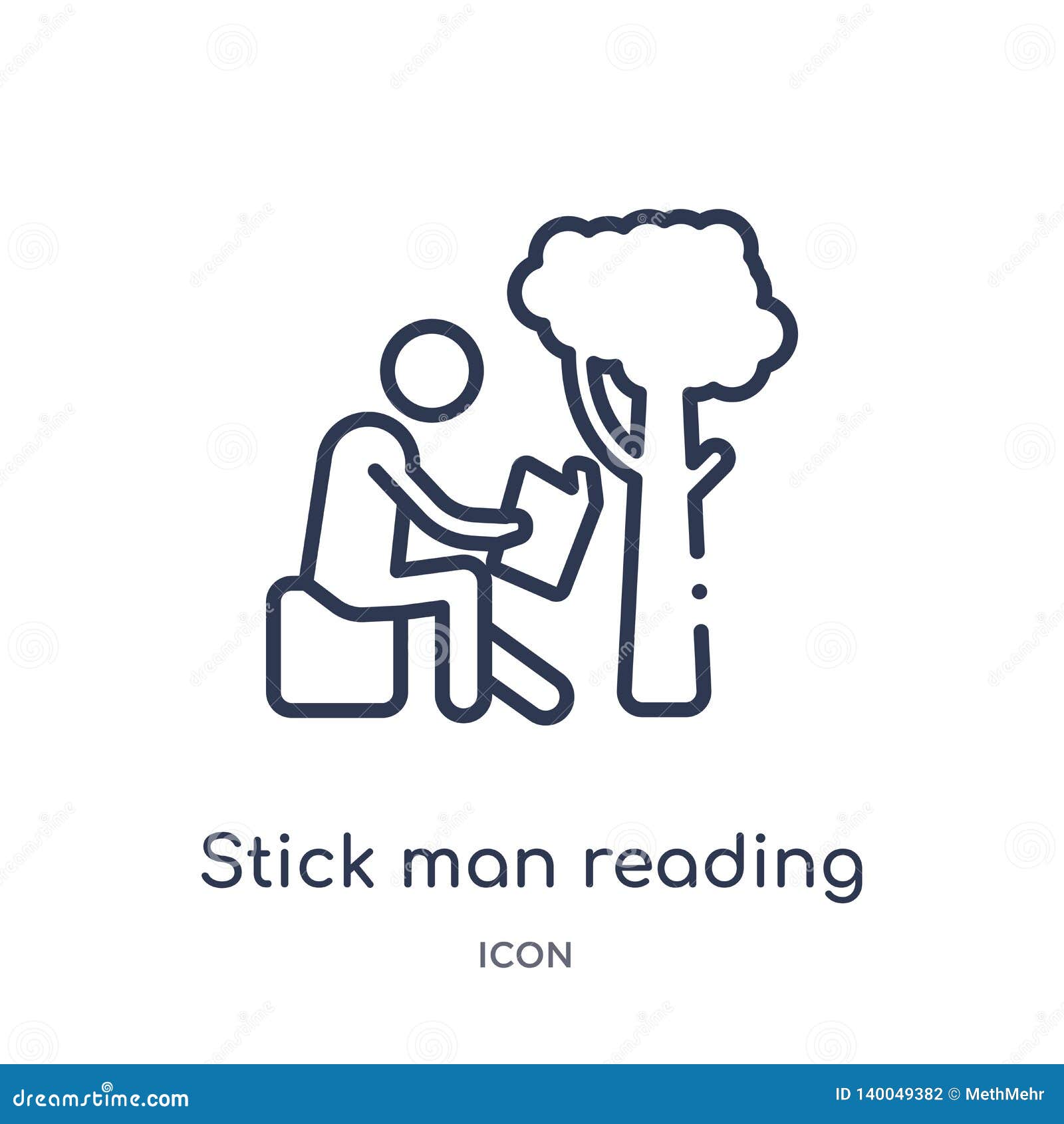 Linear Stick Man Reading Icon From Behavior Outline Collection. Thin ...