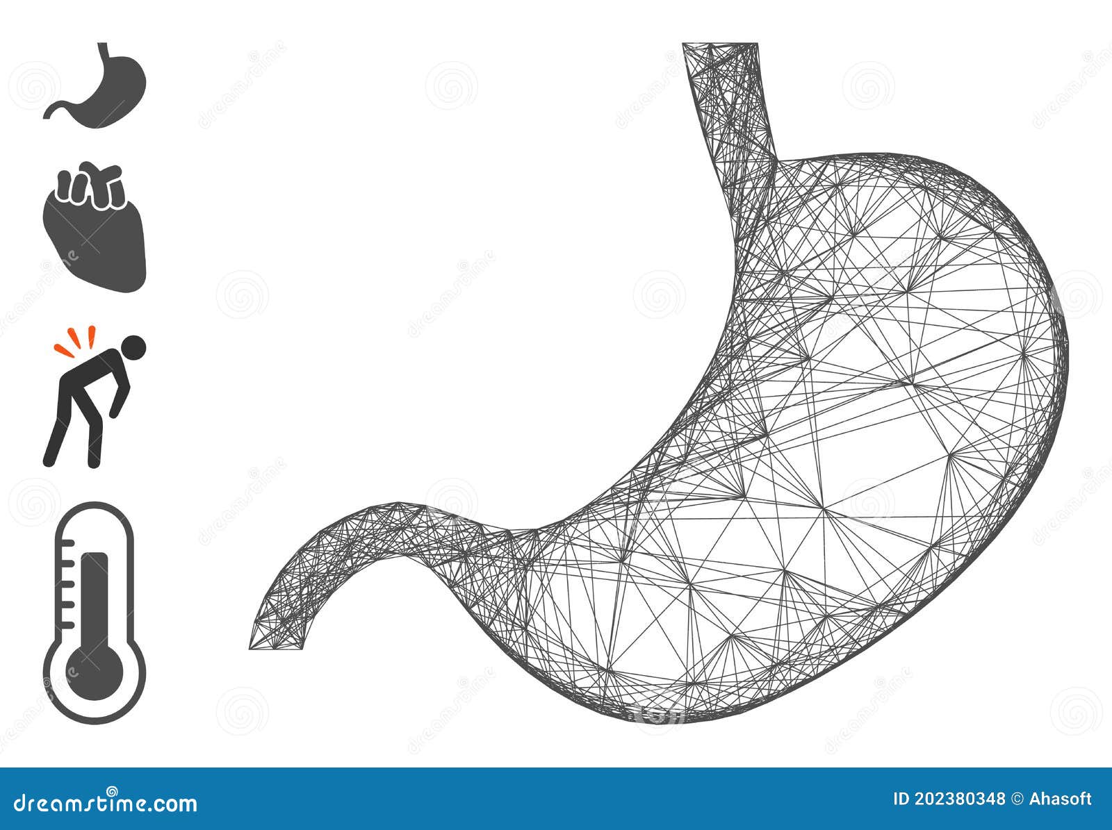 Linear Stomach Vector Mesh stock vector. Illustration of collage ...