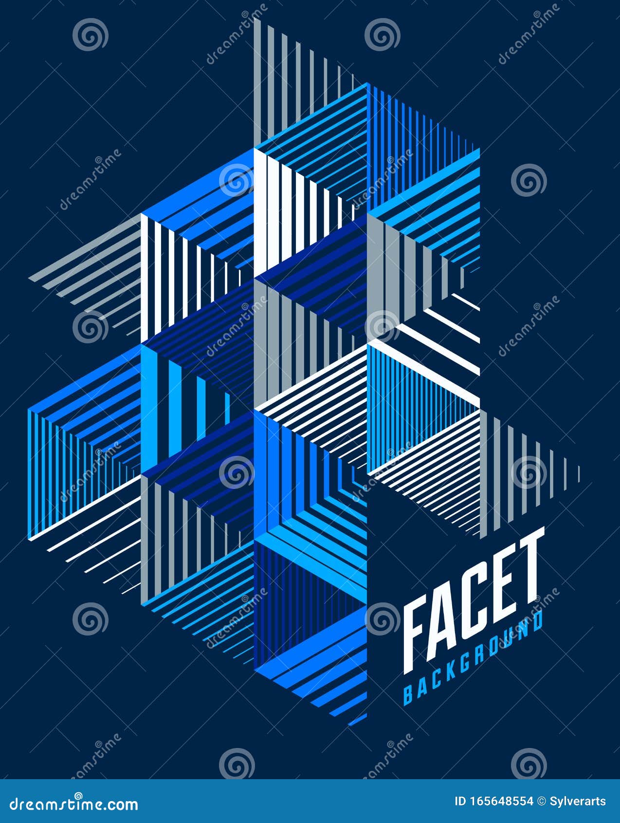 Linear Striped Abstract Vector Dimensional 3D Background with Isolated ...