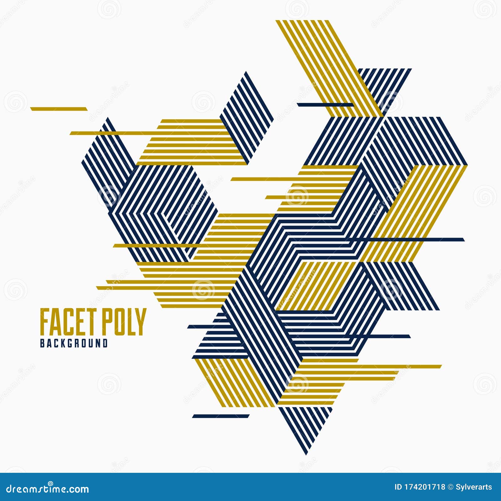 Linear Striped Abstract Vector Dimensional 3D Background with Isolated ...