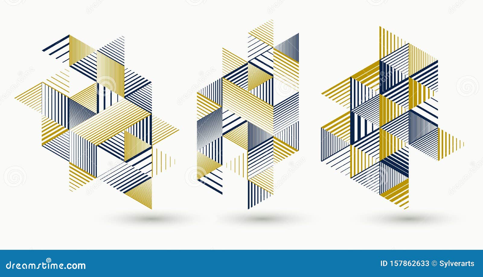 Linear Striped Abstract Vector Dimensional 3D Backgrounds Set with ...