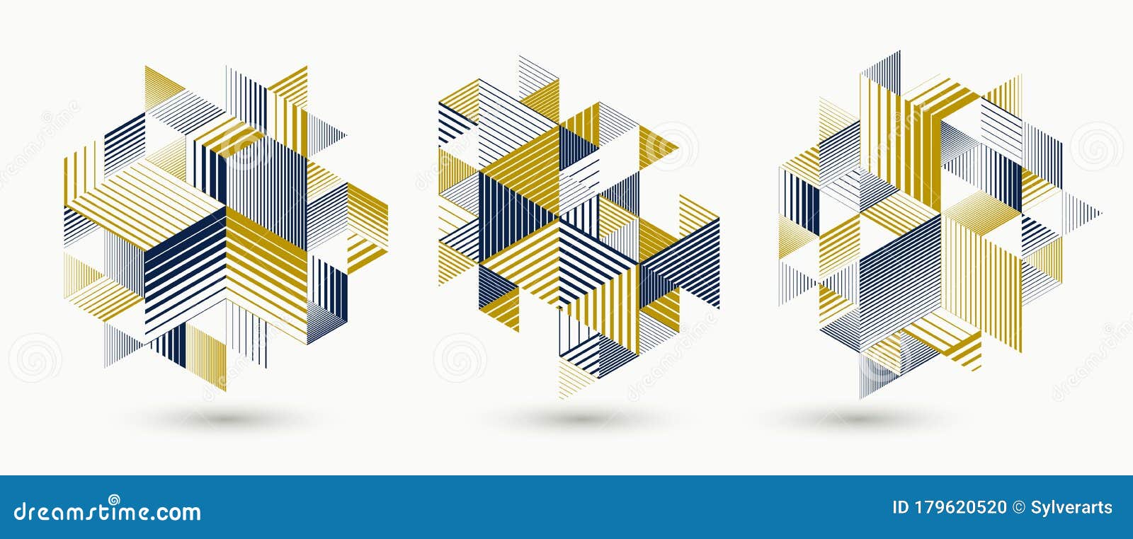 Linear Striped Abstract Vector Dimensional 3D Backgrounds Set with ...