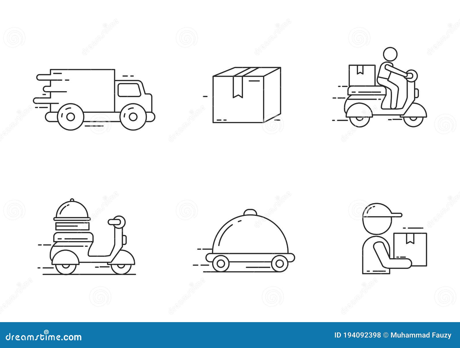 Linear Style of Delivery Icon Collection Stock Vector - Illustration of ...