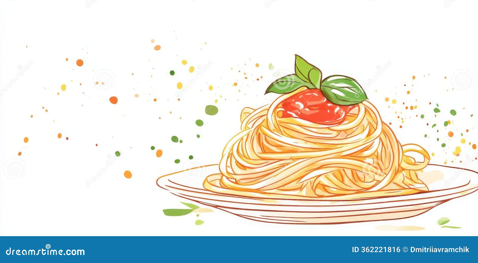 A Linear Style Menu for Spaghetti Dishes, Depicted in One Continuous ...