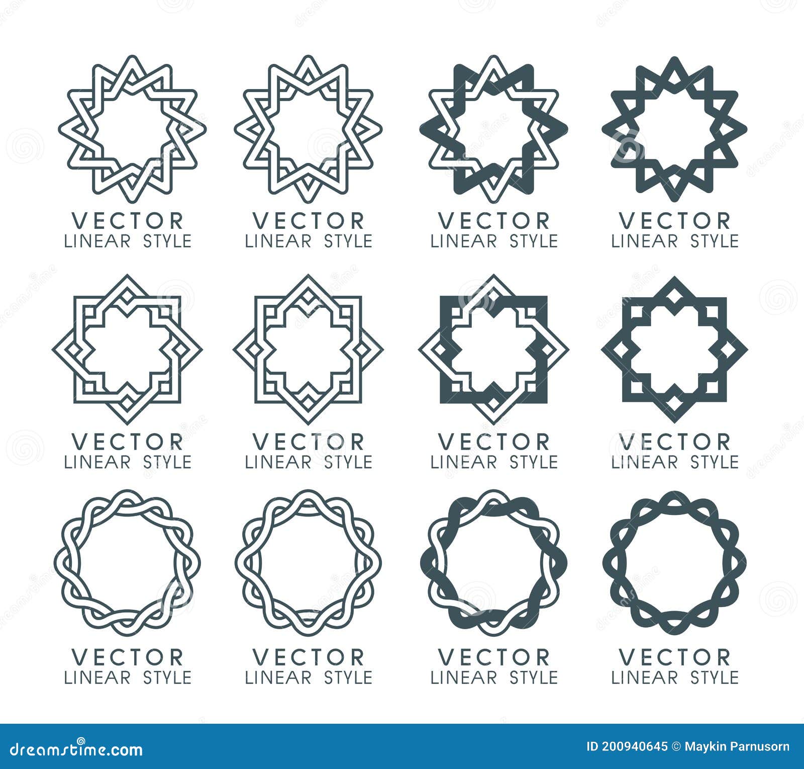 Vector Set of Linear Design Elements Stock Vector - Illustration of ...