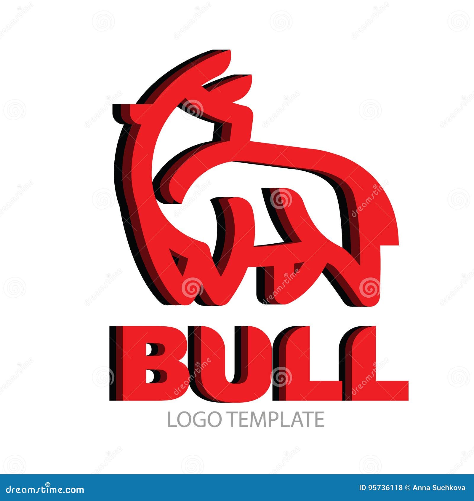 Linear Stylized Drawing of Bull Stock Vector - Illustration of breed ...
