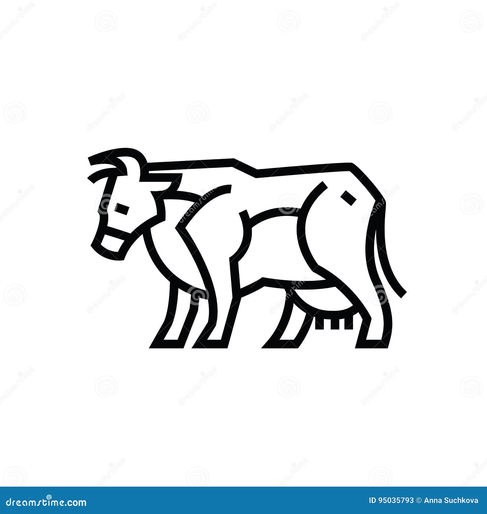Linear Stylized Drawing of Cow Stock Vector - Illustration of abstract ...