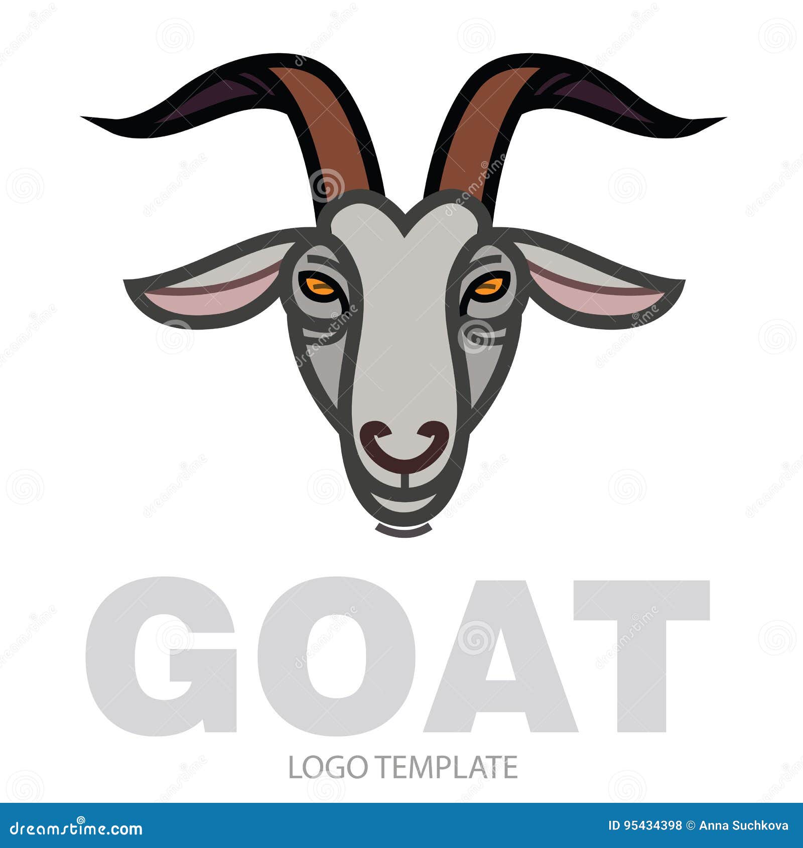Linear Stylized Drawing Goat`s Head Stock Vector - Illustration of ...