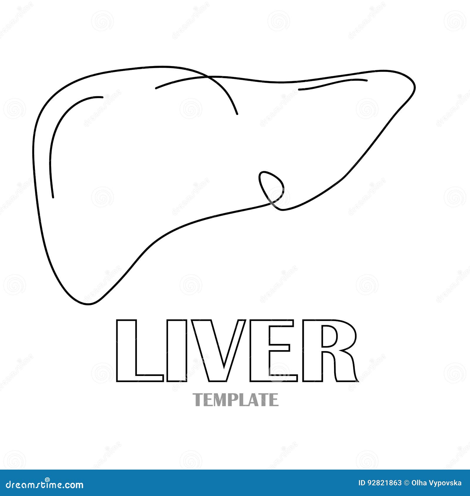 Linear Stylized Drawing of Liver Stock Vector - Illustration of body ...