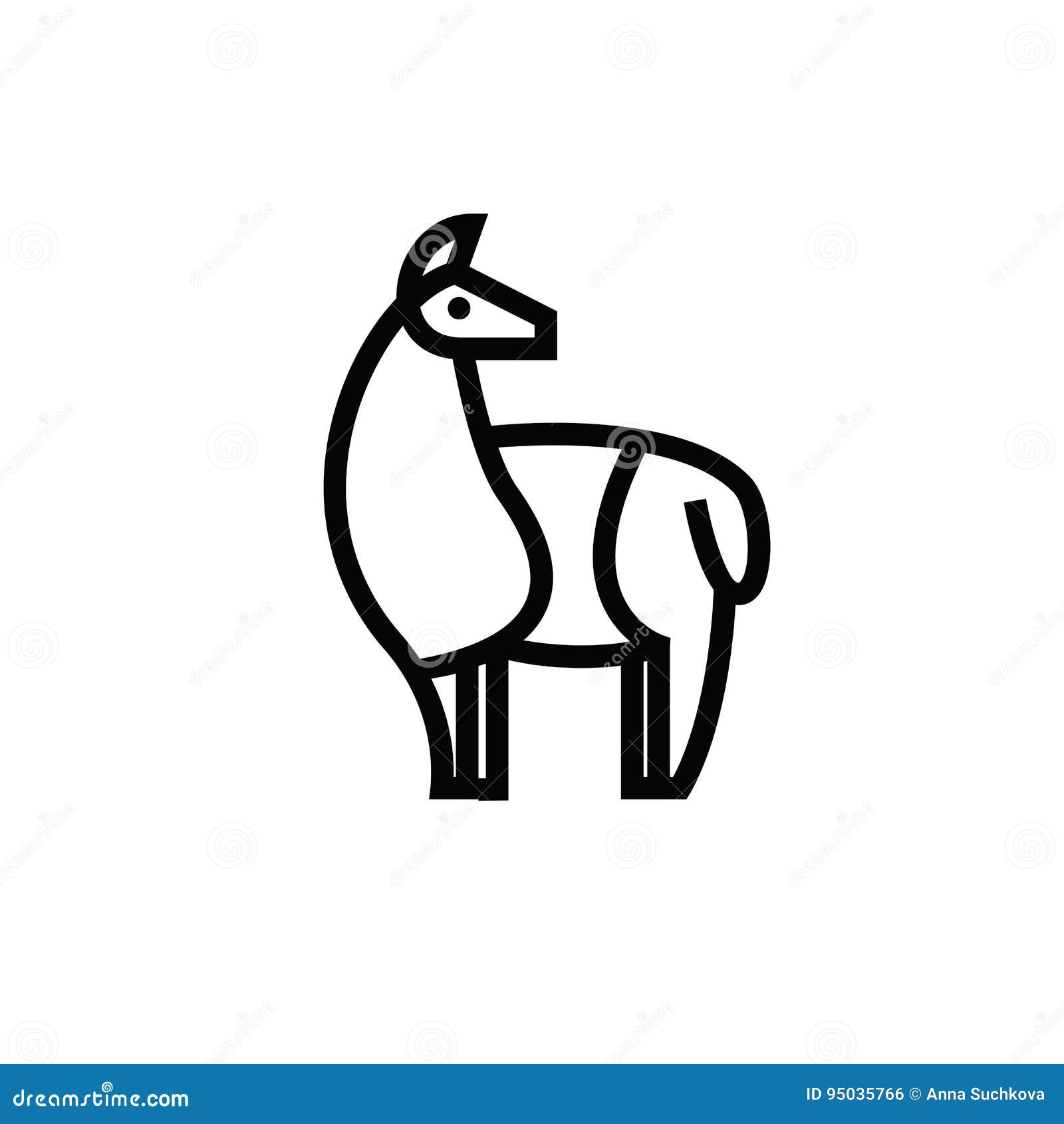 Linear Stylized Drawing Of Llama, Alpaca Or Guanaco Vector Illustration ...