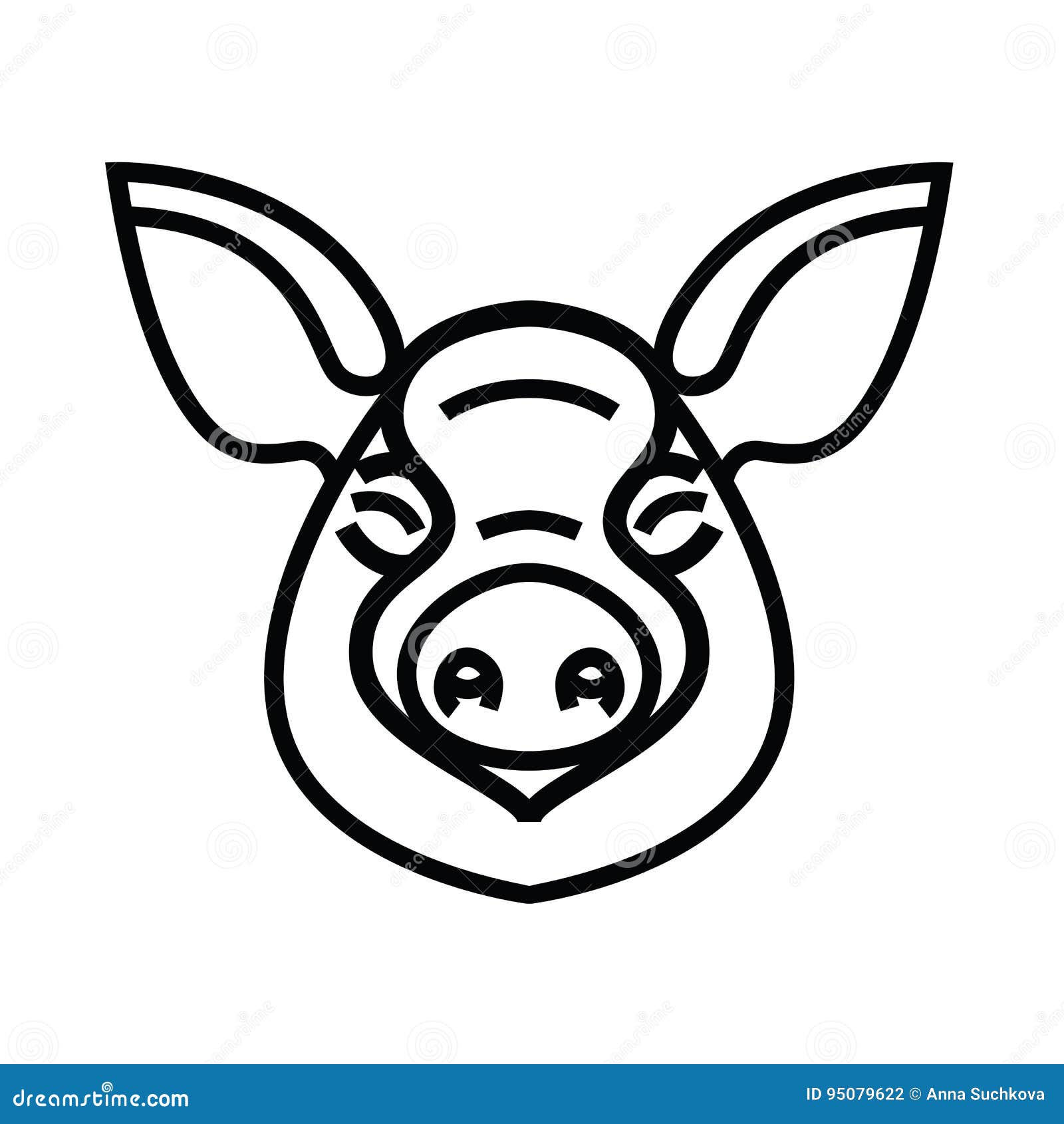 Linear Stylized Drawing of Pig Swine Stock Vector - Illustration of ...