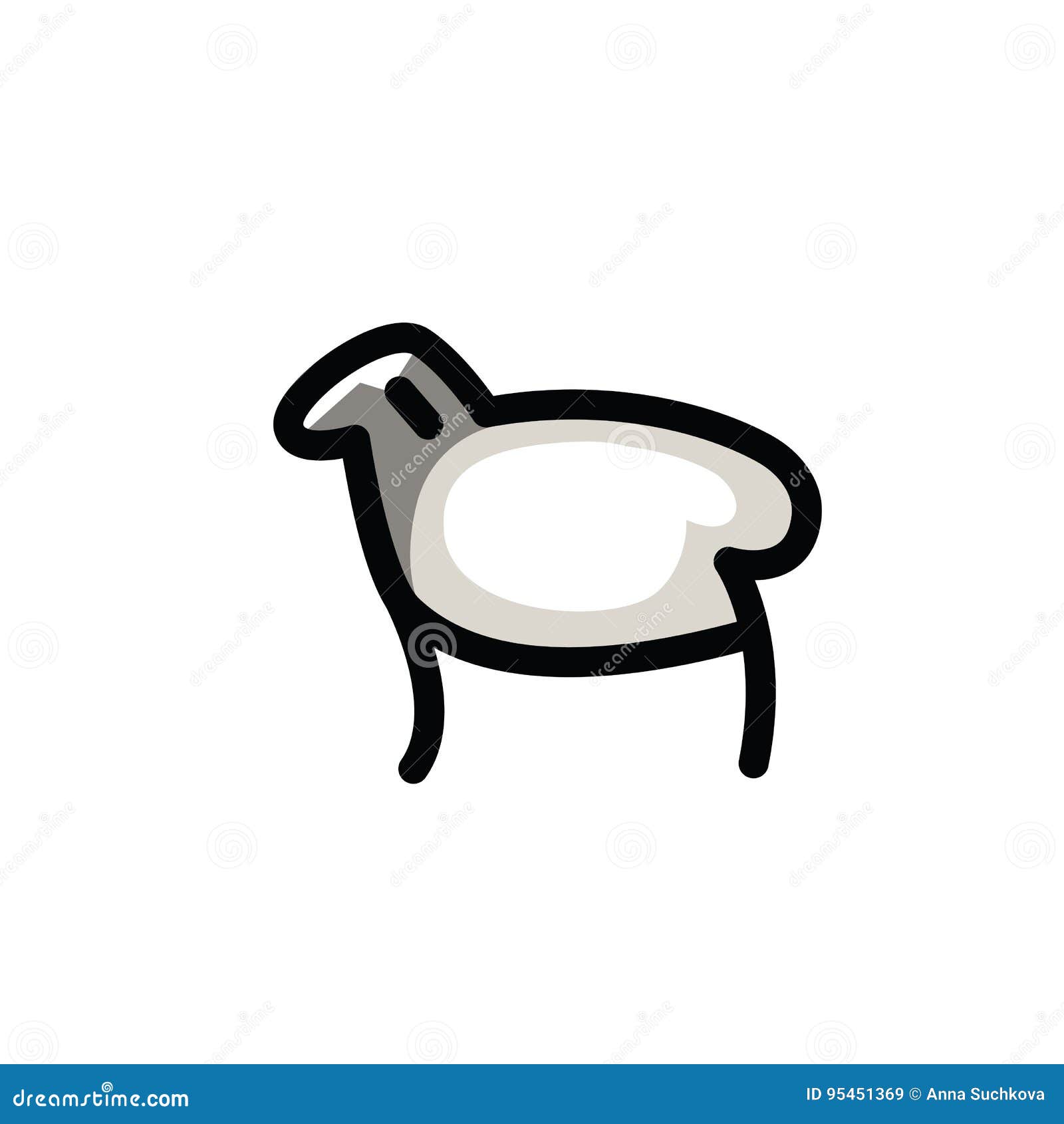 Linear Stylized Drawing of Sheep Stock Vector - Illustration of ...