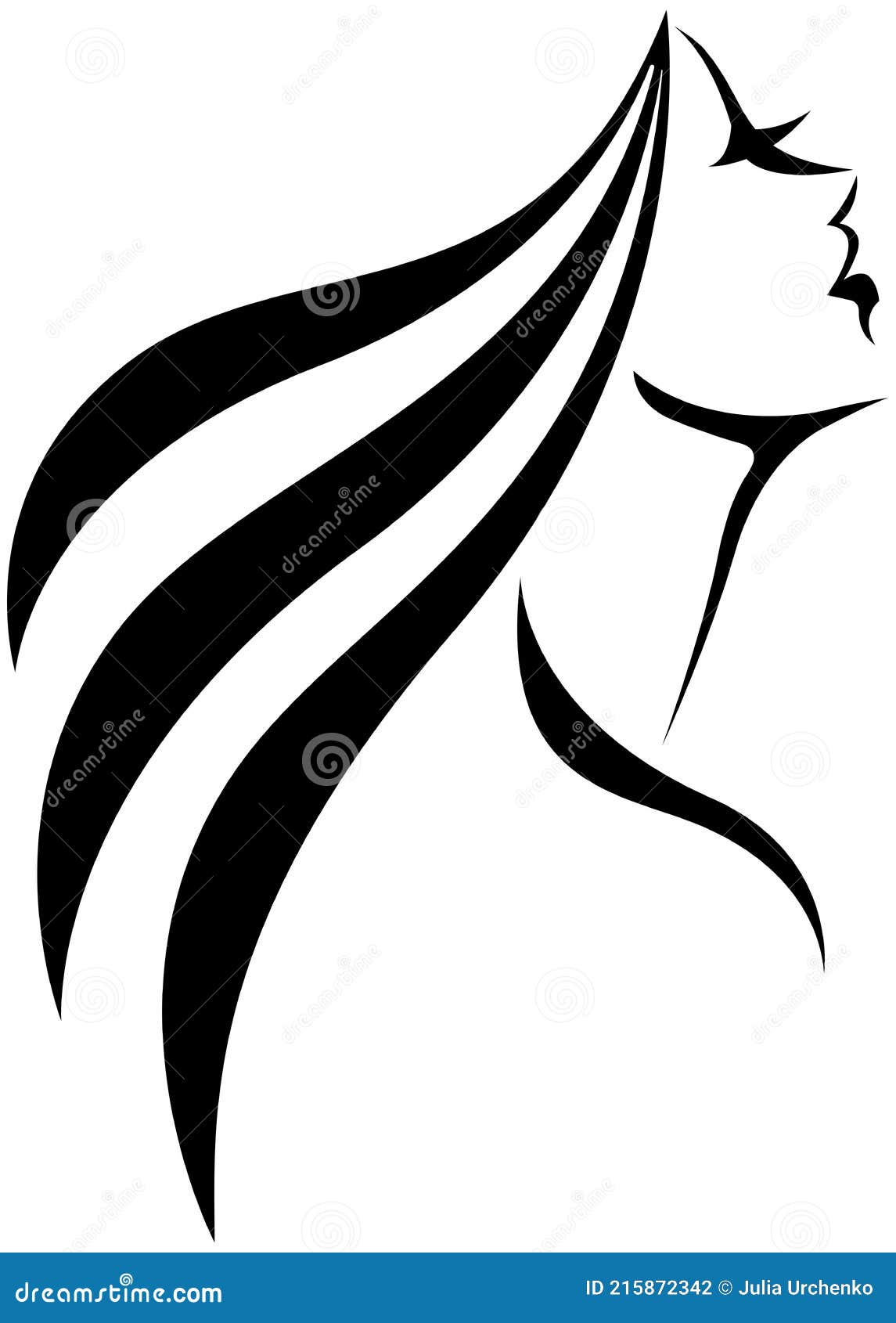 Vector Illustration. Linear Stylized Silhouette of a Woman in Profile ...