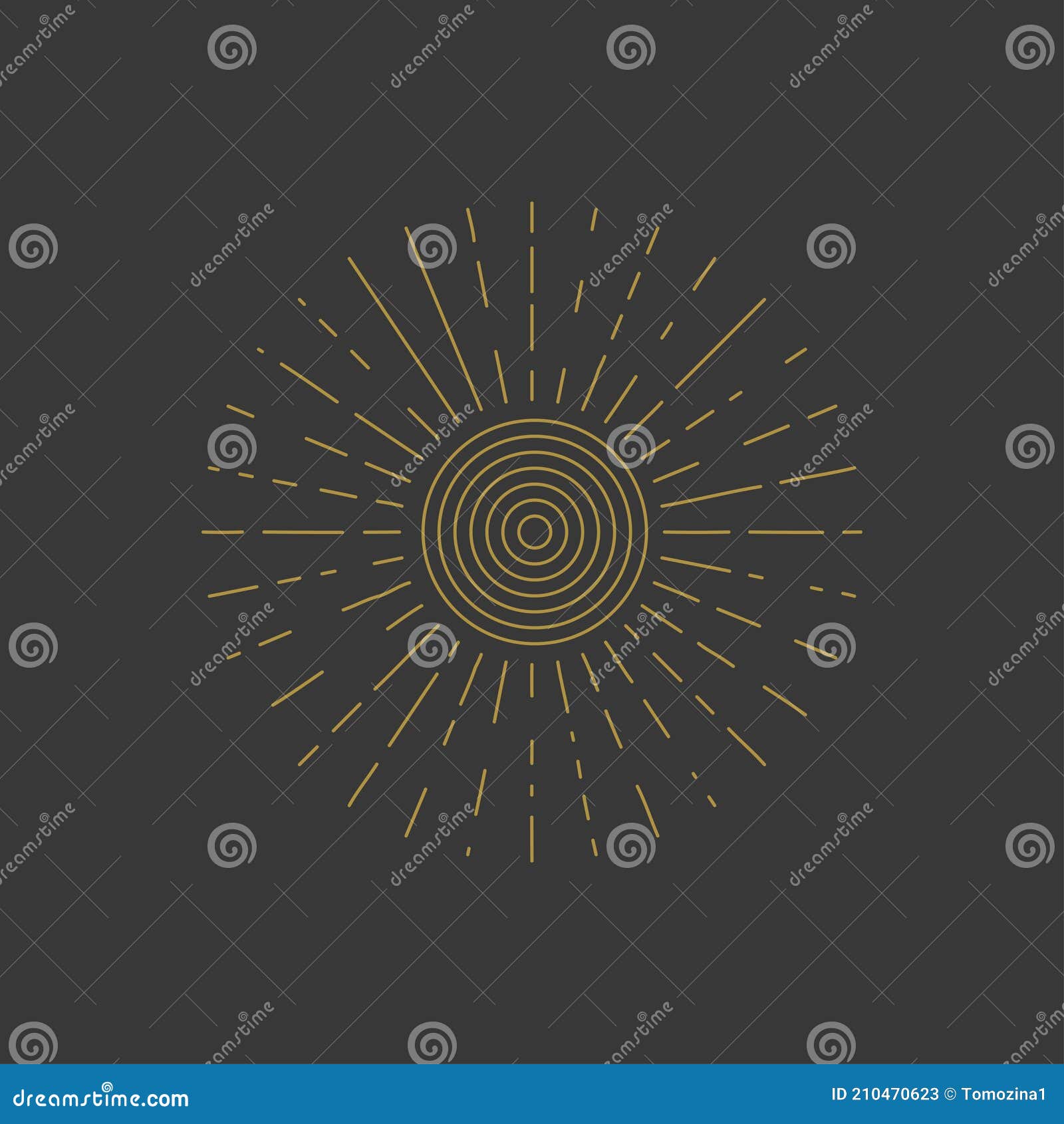 Linear Sun Tattoo. Geometric Line Abstract Sun Isolated Stock Vector ...