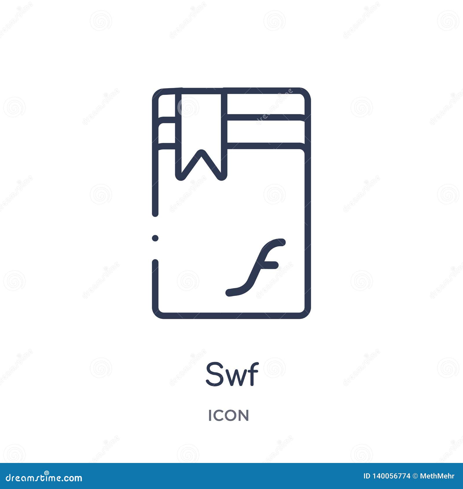 Linear Swf Icon from File Type Outline Collection. Thin Line Swf Vector ...
