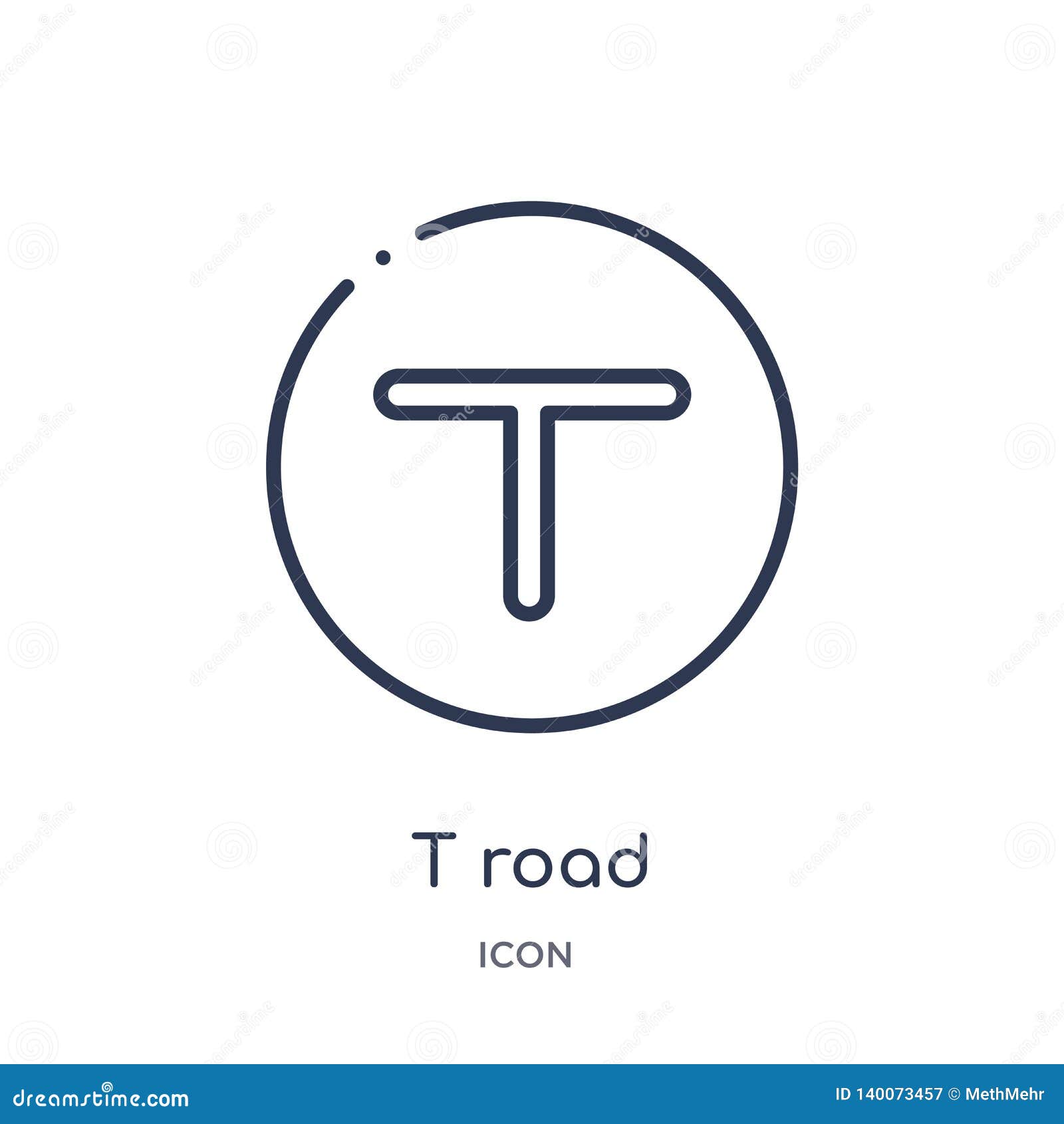 Linear T Road Intersection Icon from Maps and Flags Outline Collection ...