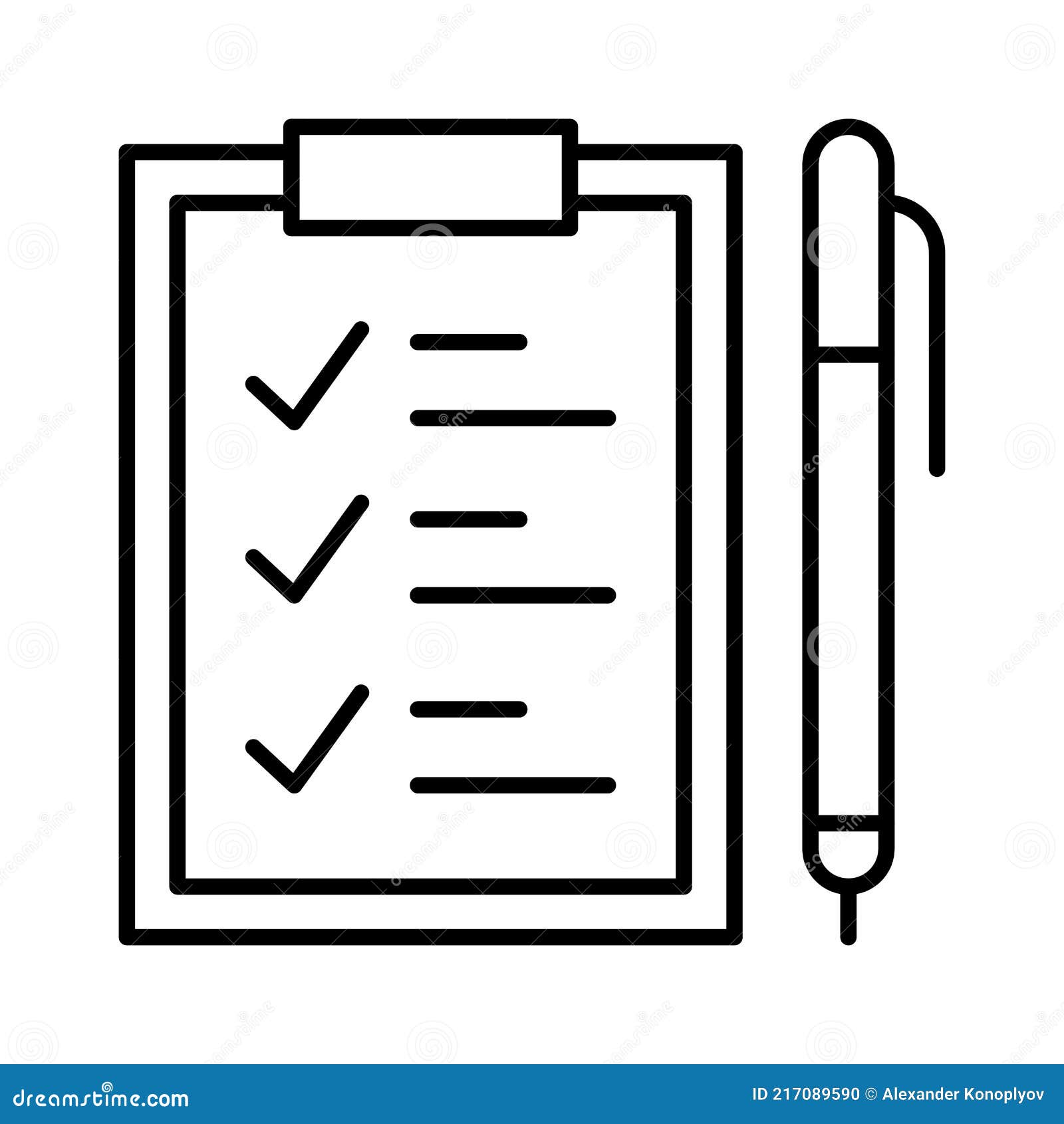 Linear Task Plan Icon Vector Illustration Clipboard with Pen Timetable ...