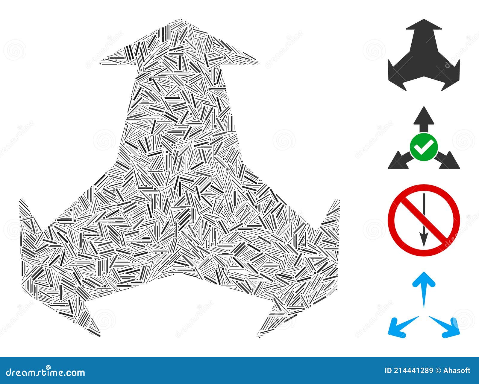 Linear Three Directions Icon Vector Collage Stock Vector - Illustration ...