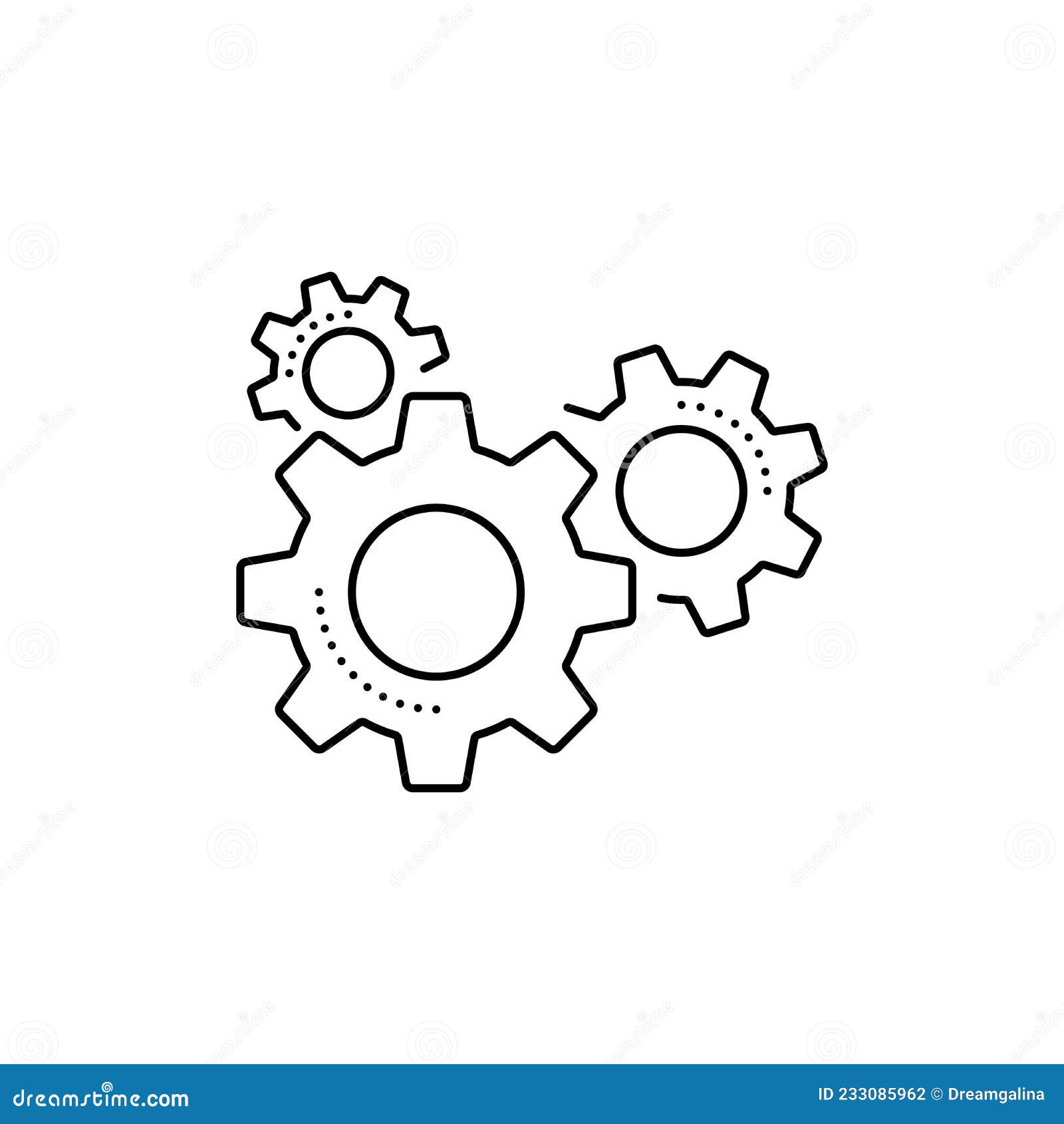 Linear three gears set stock vector. Illustration of process - 233085962