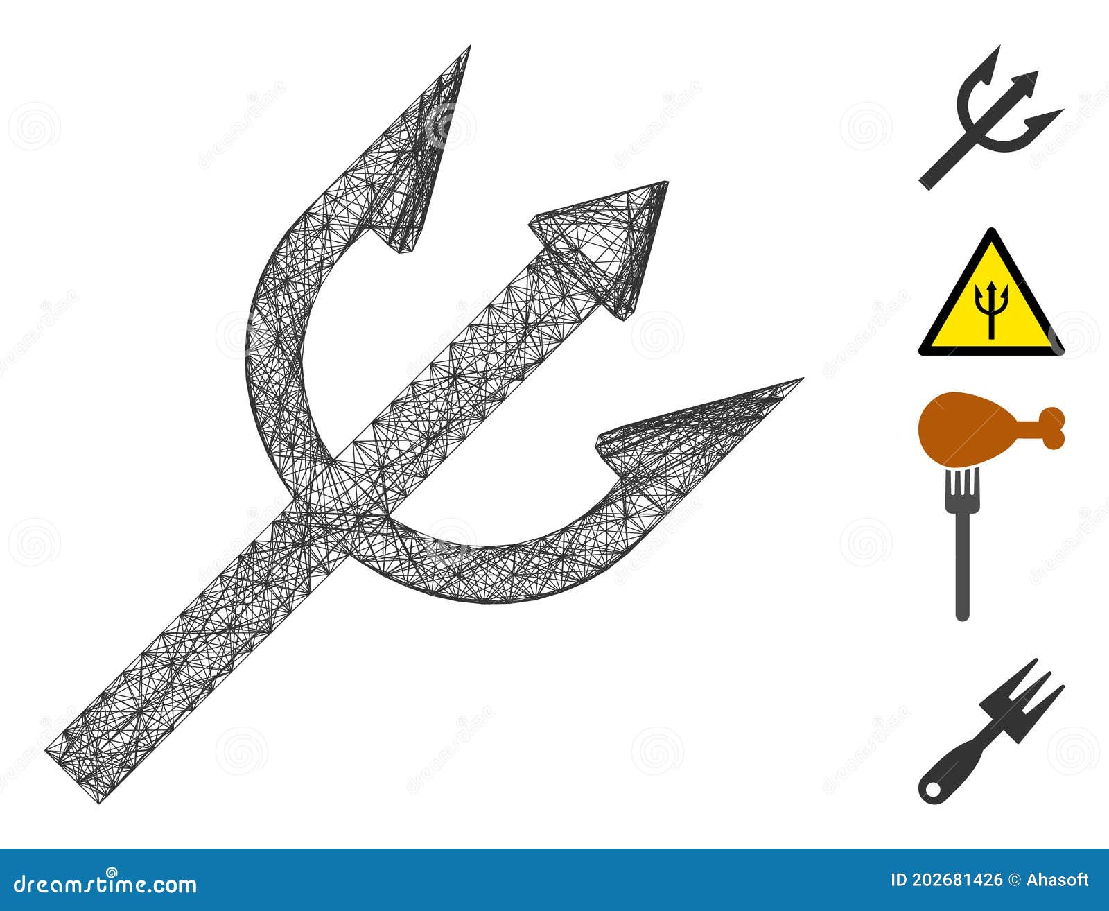 Linear Trident Fork Vector Mesh Stock Vector - Illustration of carcass ...
