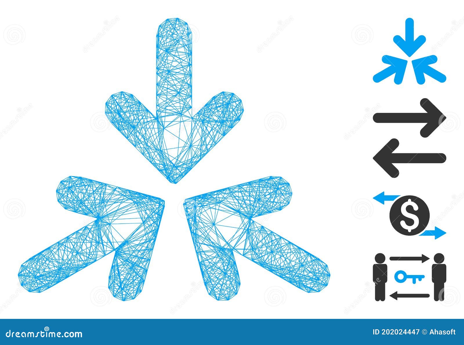 Linear Triple Collide Arrows Vector Mesh Stock Vector - Illustration of ...